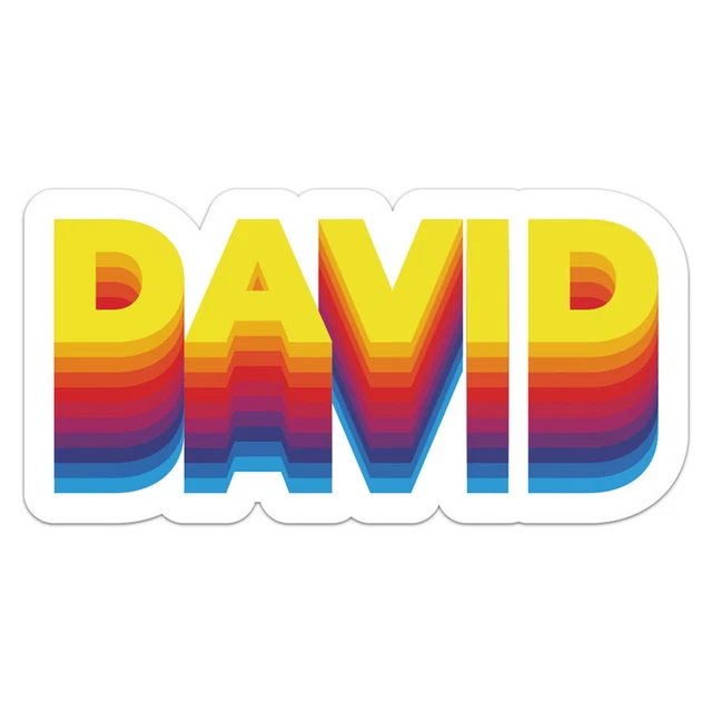 Rainbow David Name Sticker Phone Decal Water Bottle Stickers Car Decals ...