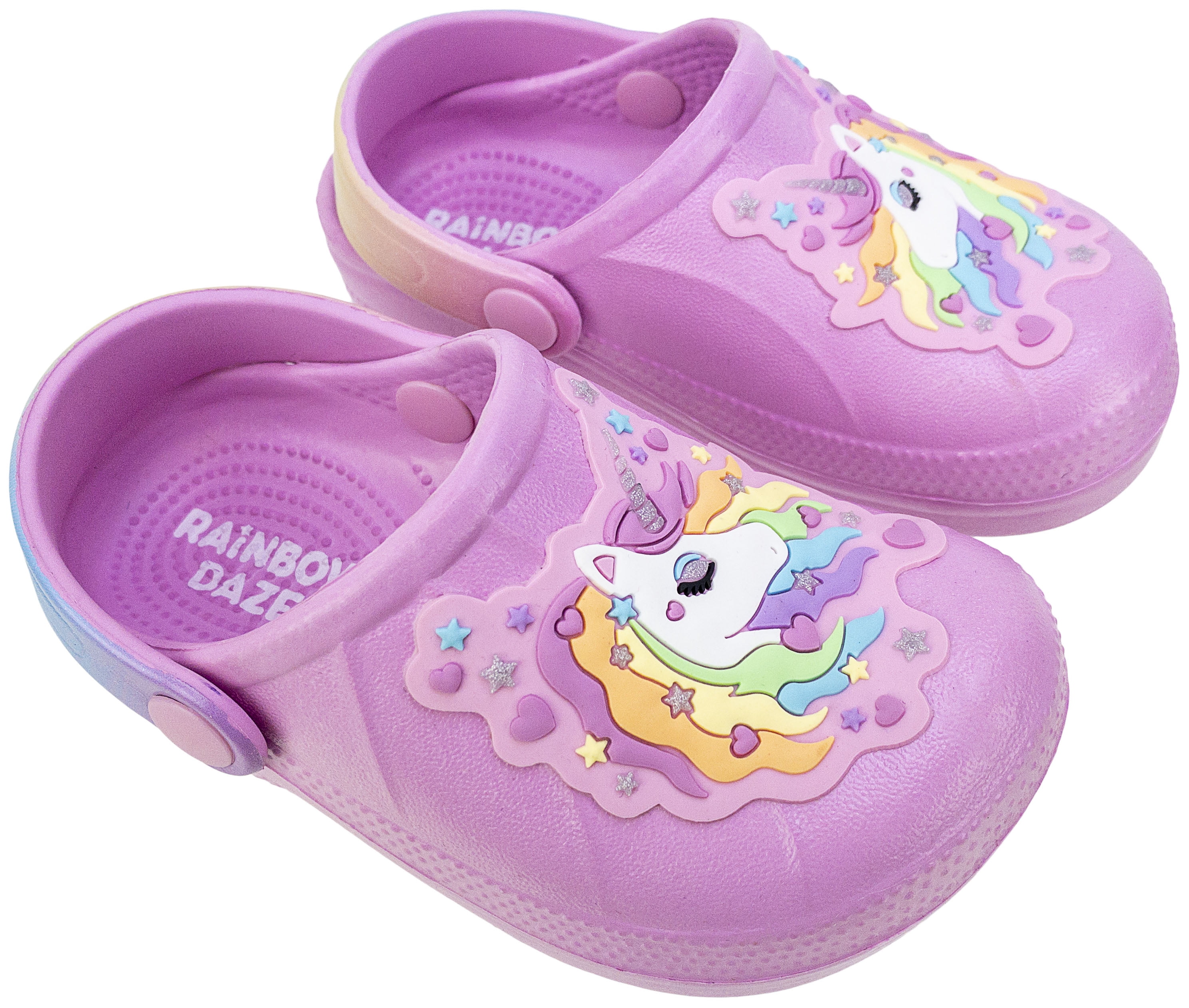Rainbow Daze Girls Molded Clog, Unicorn Adjustable Slide, Pink, Toddler ...