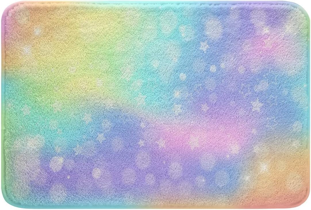 Rainbow Decor for Girls Bedroom Rainbow Bathroom Rugs Pastel Pink Blue ...