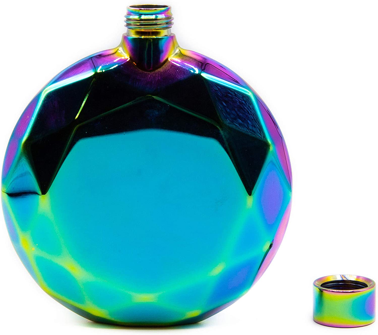 Rainbow Diamond Print 5 oz Discrete Round Pocket Alcohol Liquor Flask ...