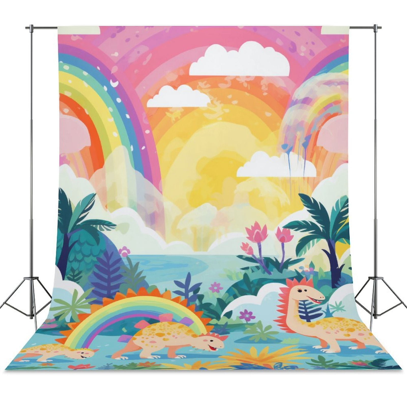 Rainbow Dinosaur Decorations BackdropPortrait Photography Background ...