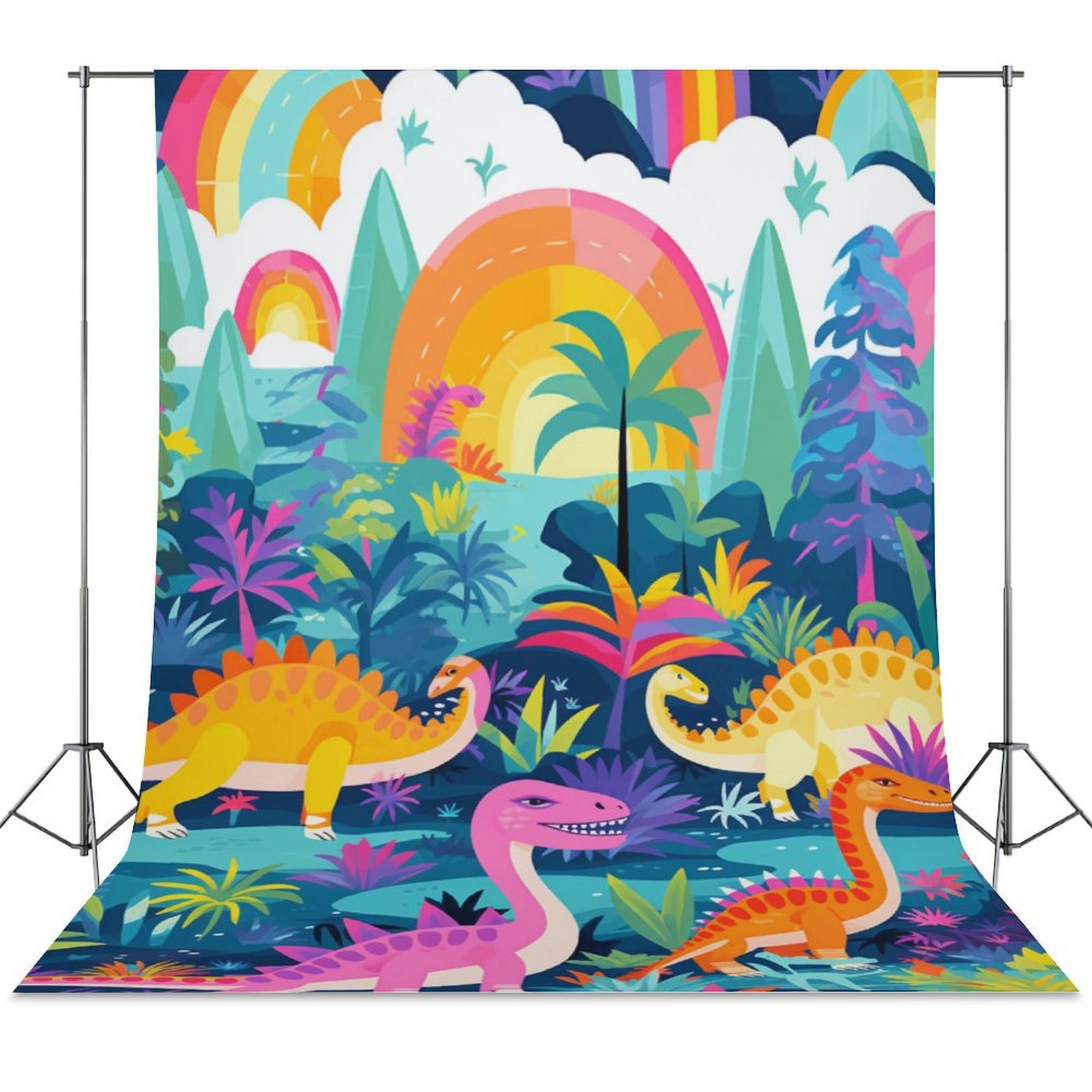 Rainbow Dinosaur Decorations BackdropPortrait Photography Background ...
