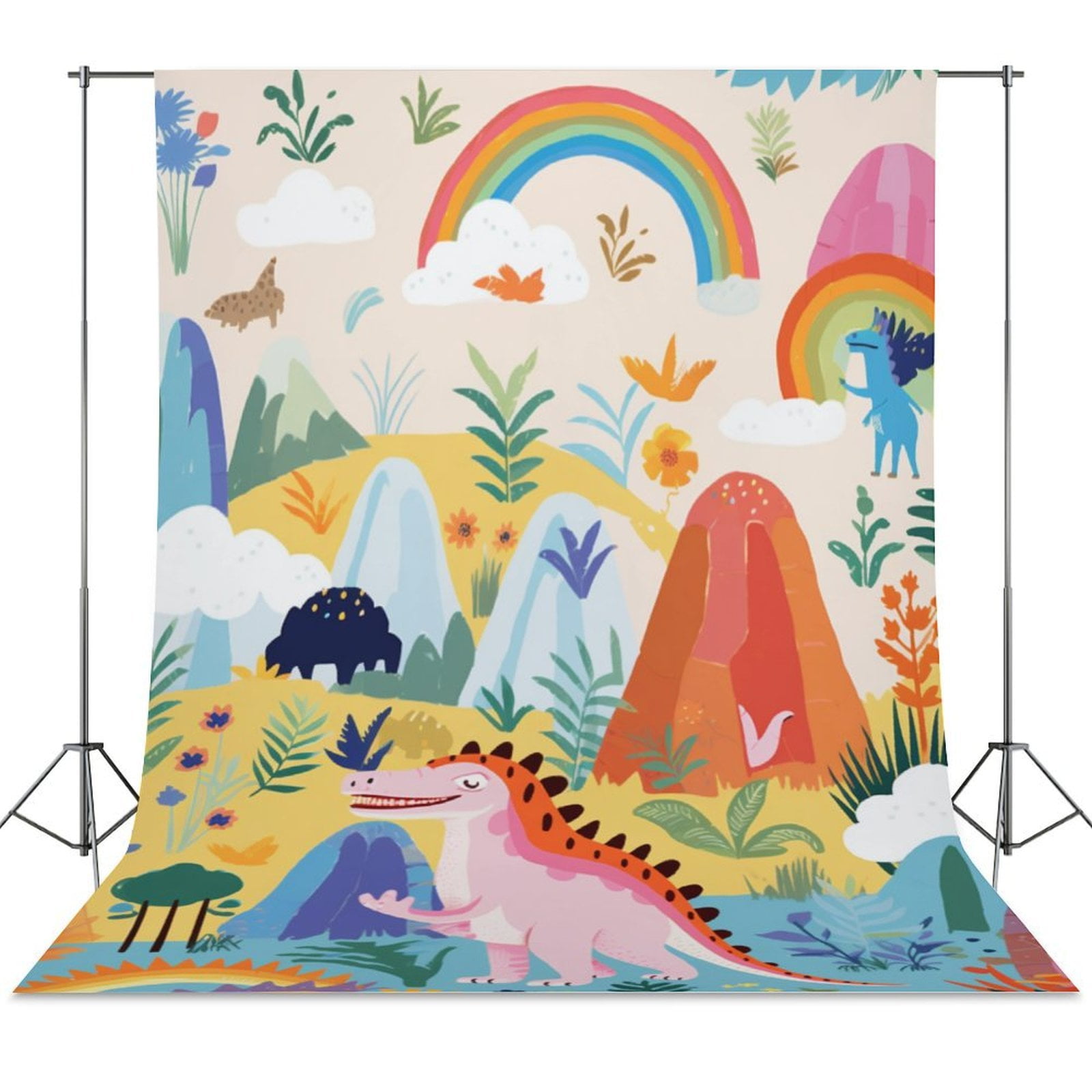 Rainbow Dinosaur Decorations BackdropPortrait Photography Background ...