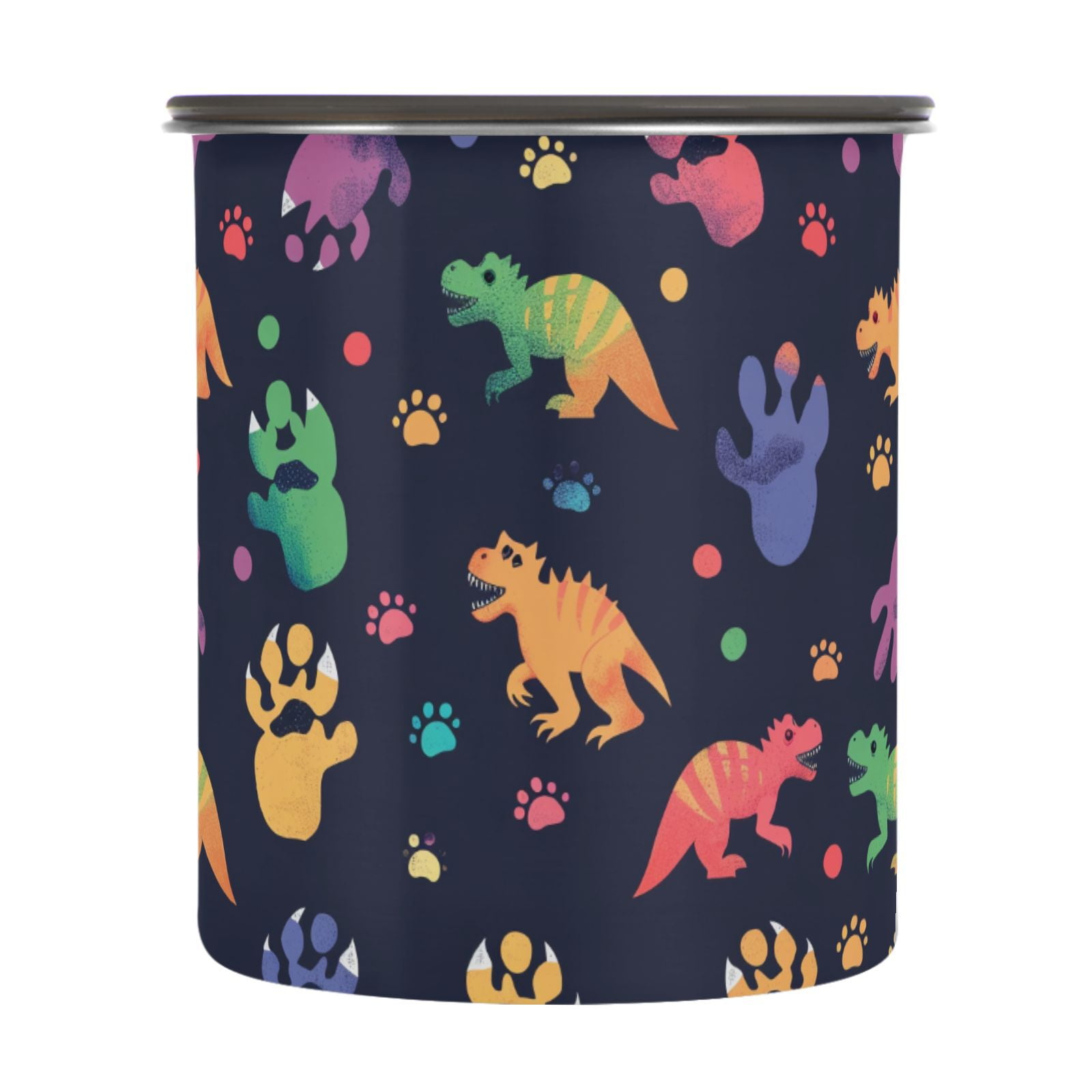 Rainbow Dinosaur Dino Foot Print Airtight Coffee Bean Canister 30oz ...