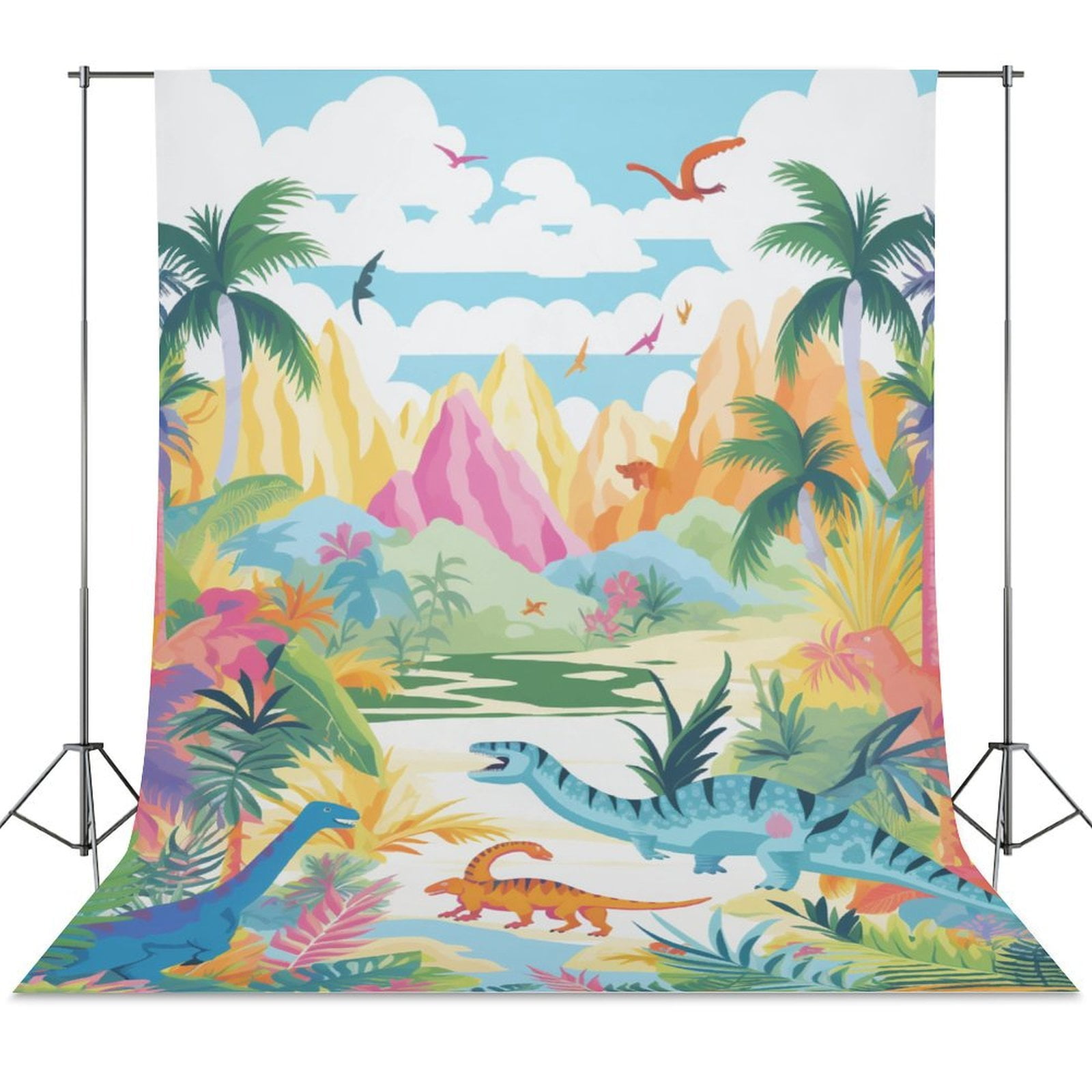 Rainbow Dinosaur Party Backdrop Birthday Decoration Backgrounds for ...