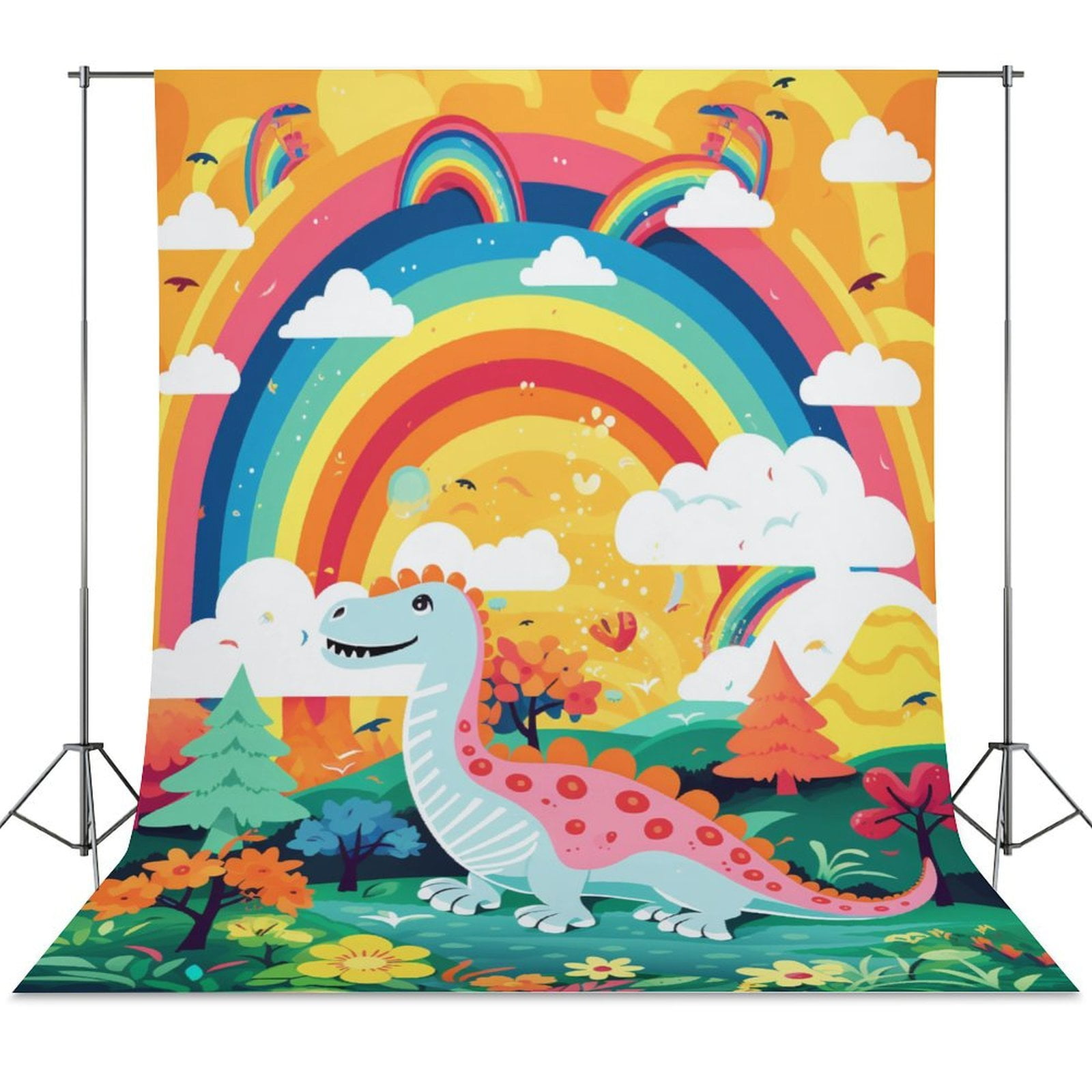 Rainbow Dinosaur Party Backdrop Birthday Decoration Backgrounds for ...
