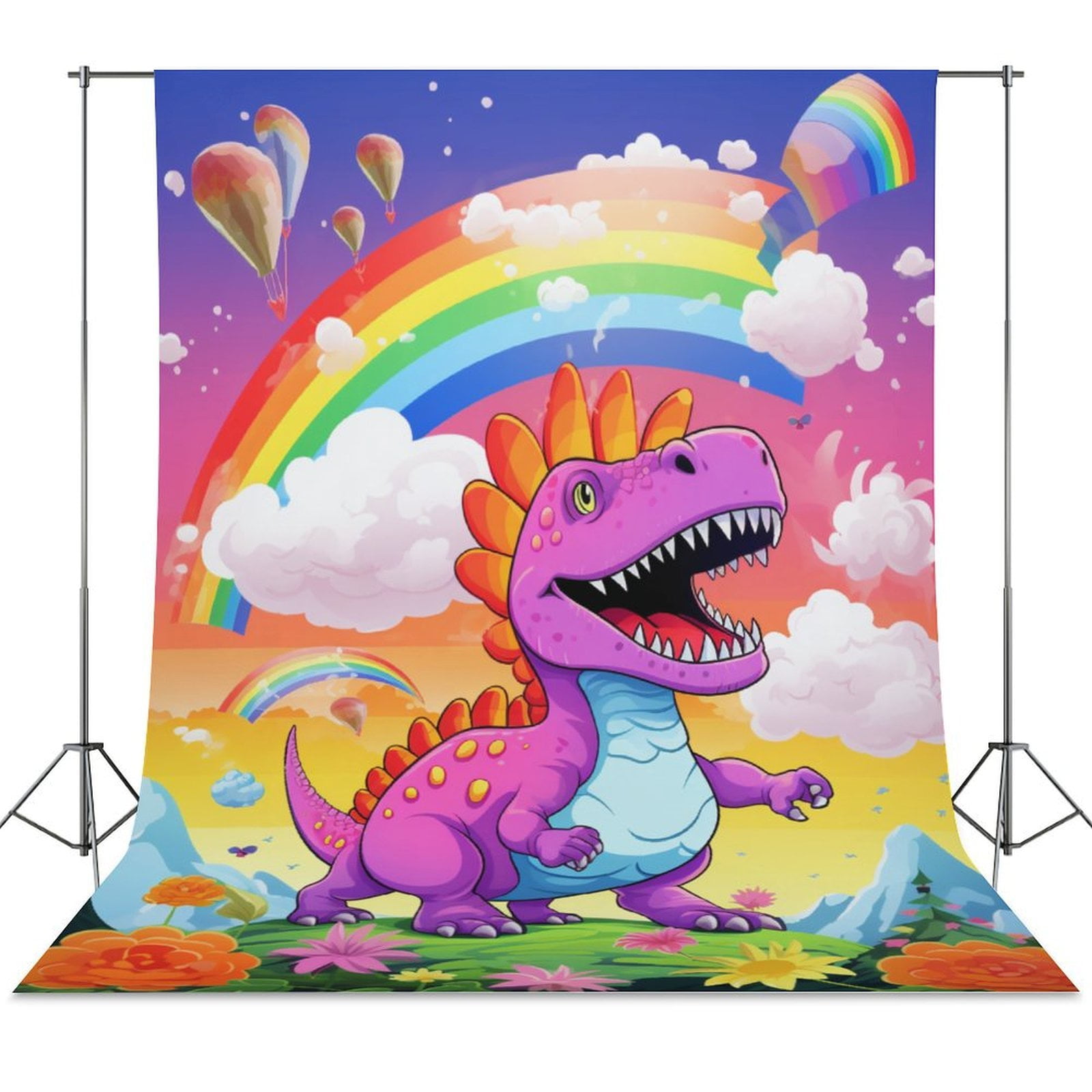 Rainbow Dinosaur Party Backdrop Birthday Decoration Backgrounds for ...