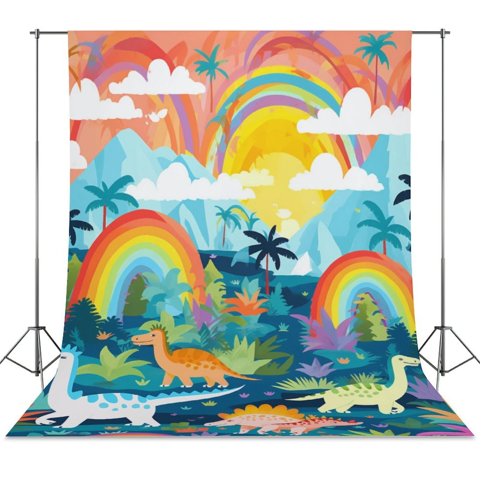 Rainbow Dinosaur Party Backdrop Birthday Decoration Backgrounds for ...
