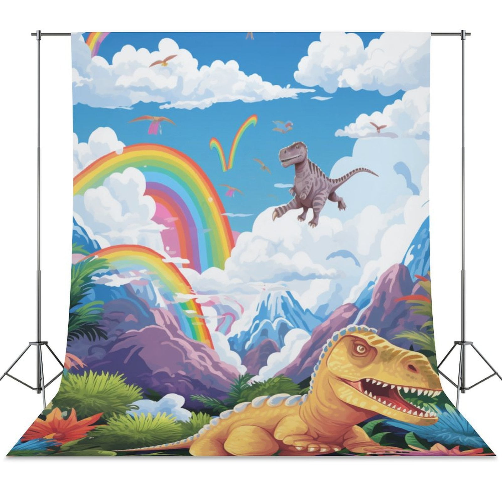 Rainbow Dinosaur Party Backdrop Birthday Decoration Backgrounds for ...