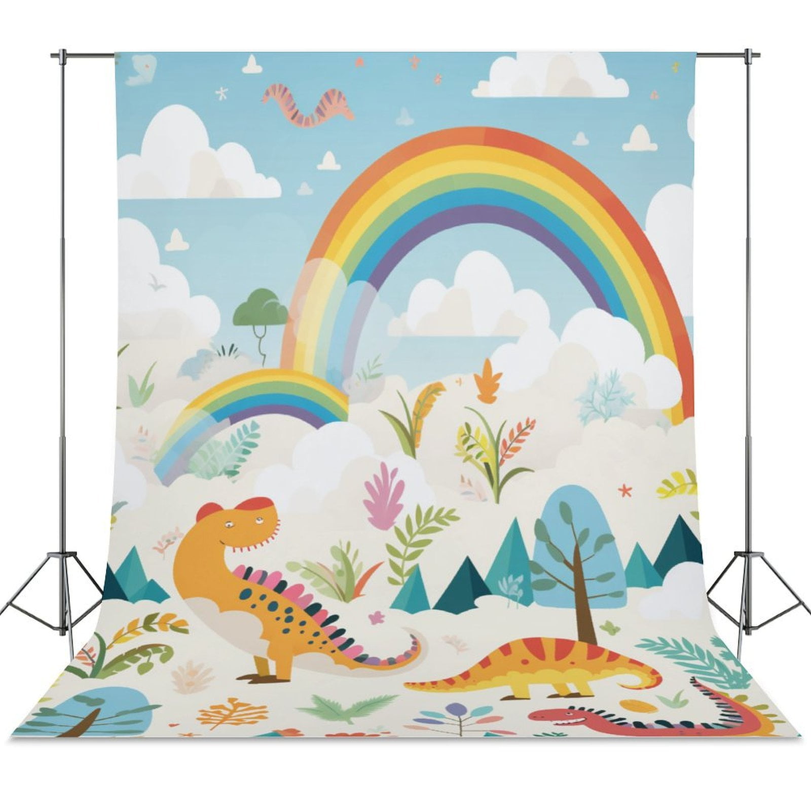 Rainbow Dinosaur Party Backdrop Birthday Decoration Backgrounds for ...