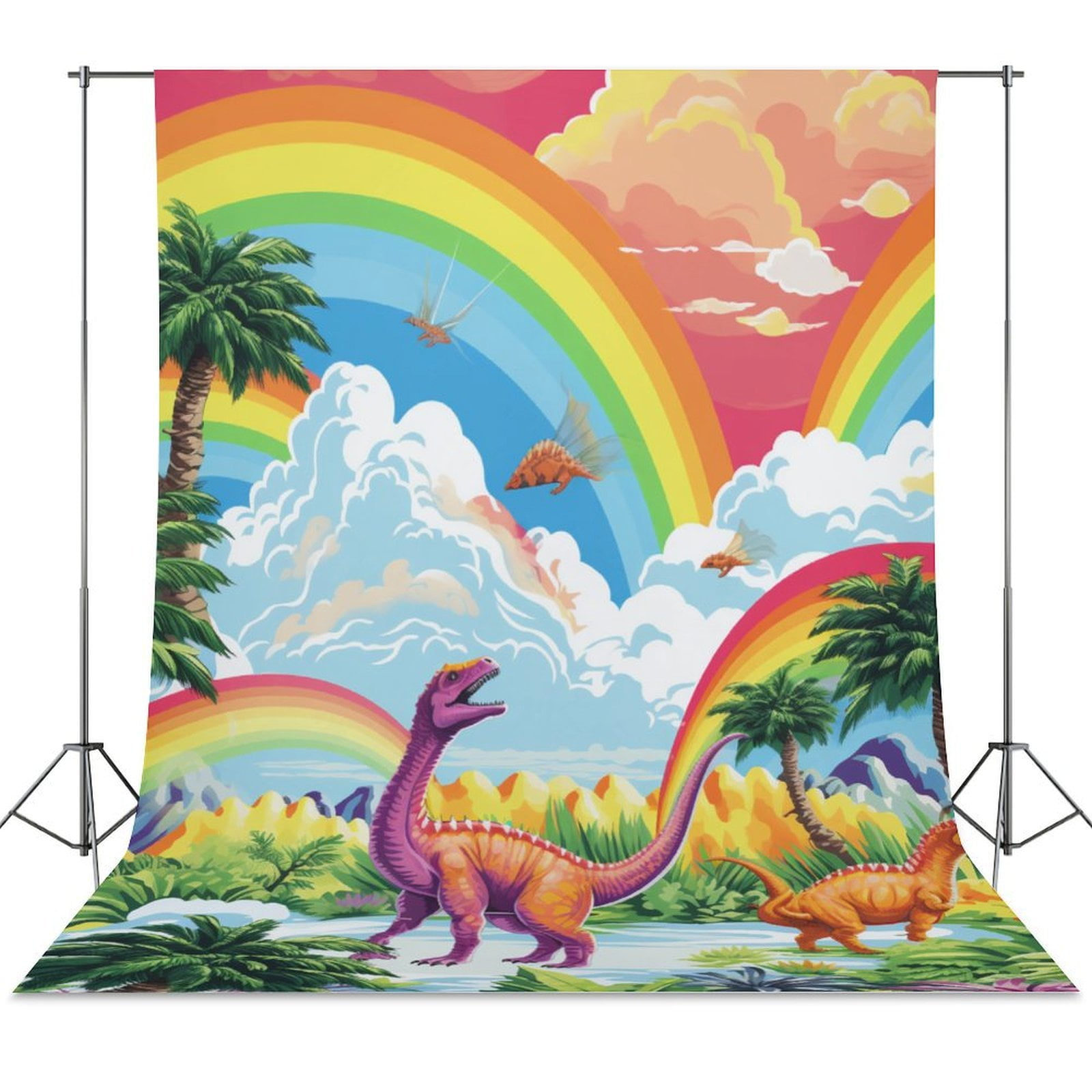 Rainbow Dinosaur Party Backdrop Birthday Decoration Backgrounds for ...