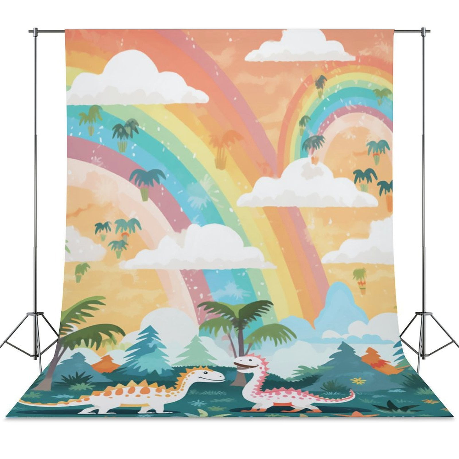 Rainbow Dinosaur Party Backdrop Birthday Decoration Backgrounds for ...