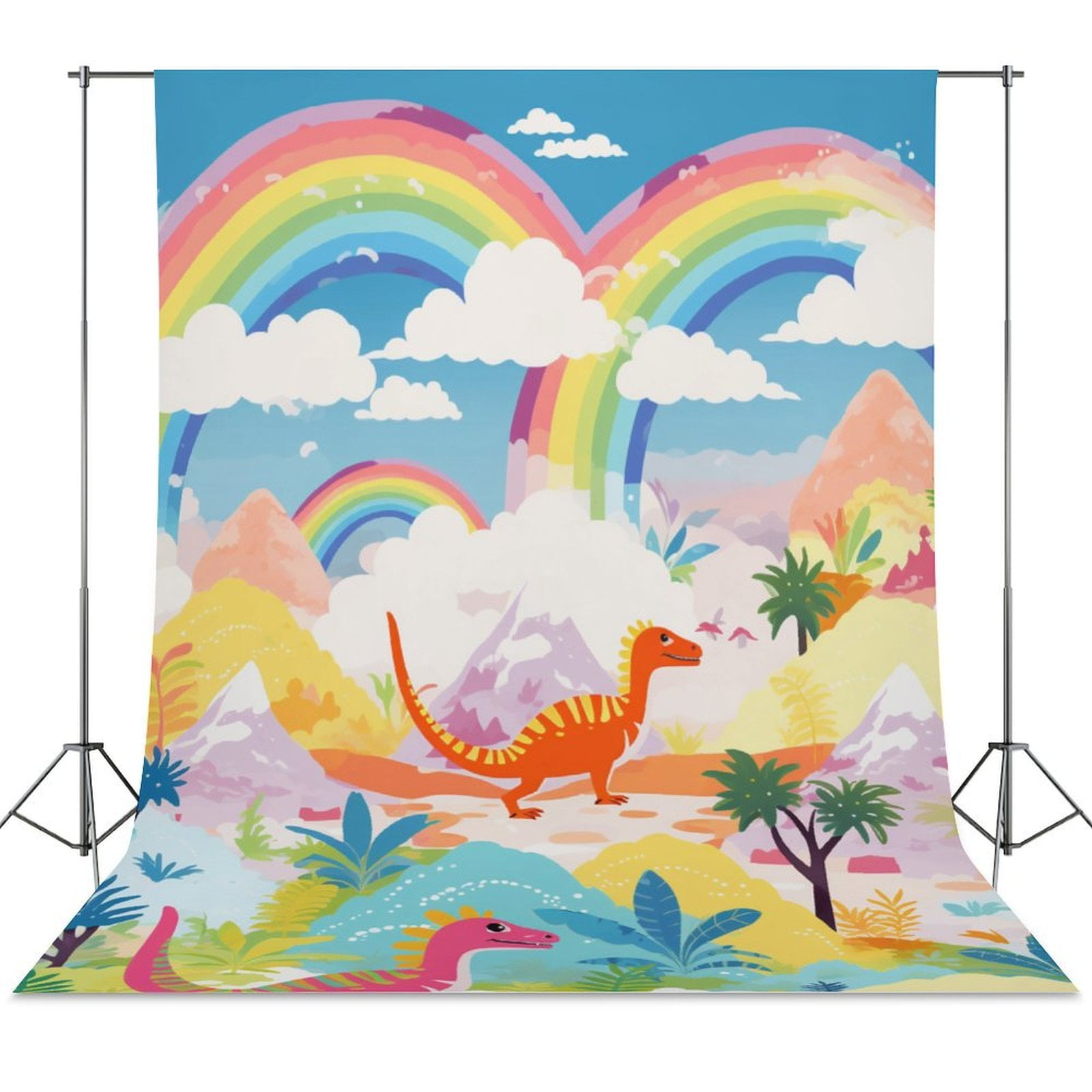 Rainbow Dinosaur Party Backdrop Birthday Decoration Backgrounds for ...
