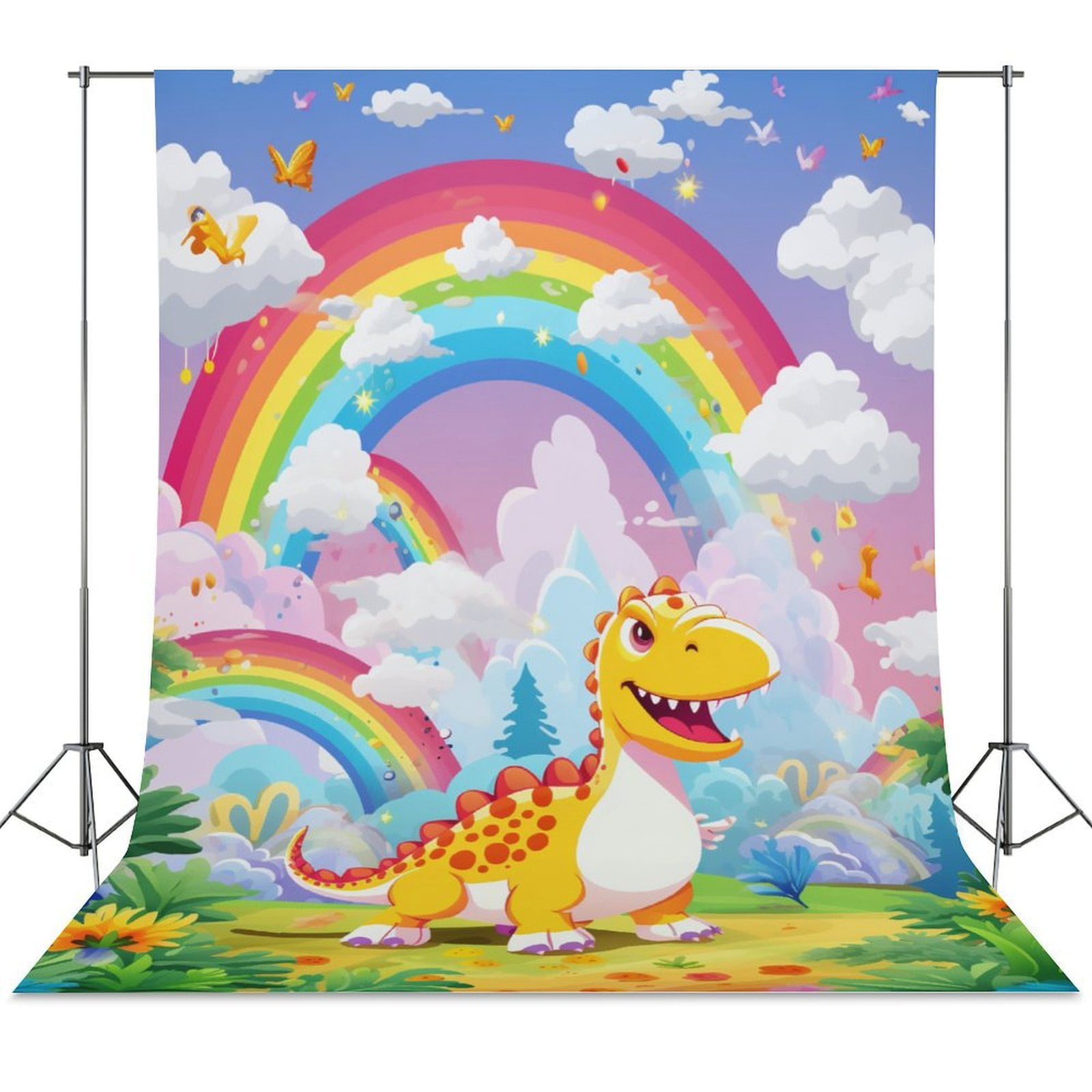 Rainbow Dinosaur Party Backdrop Birthday Decoration Backgrounds for ...