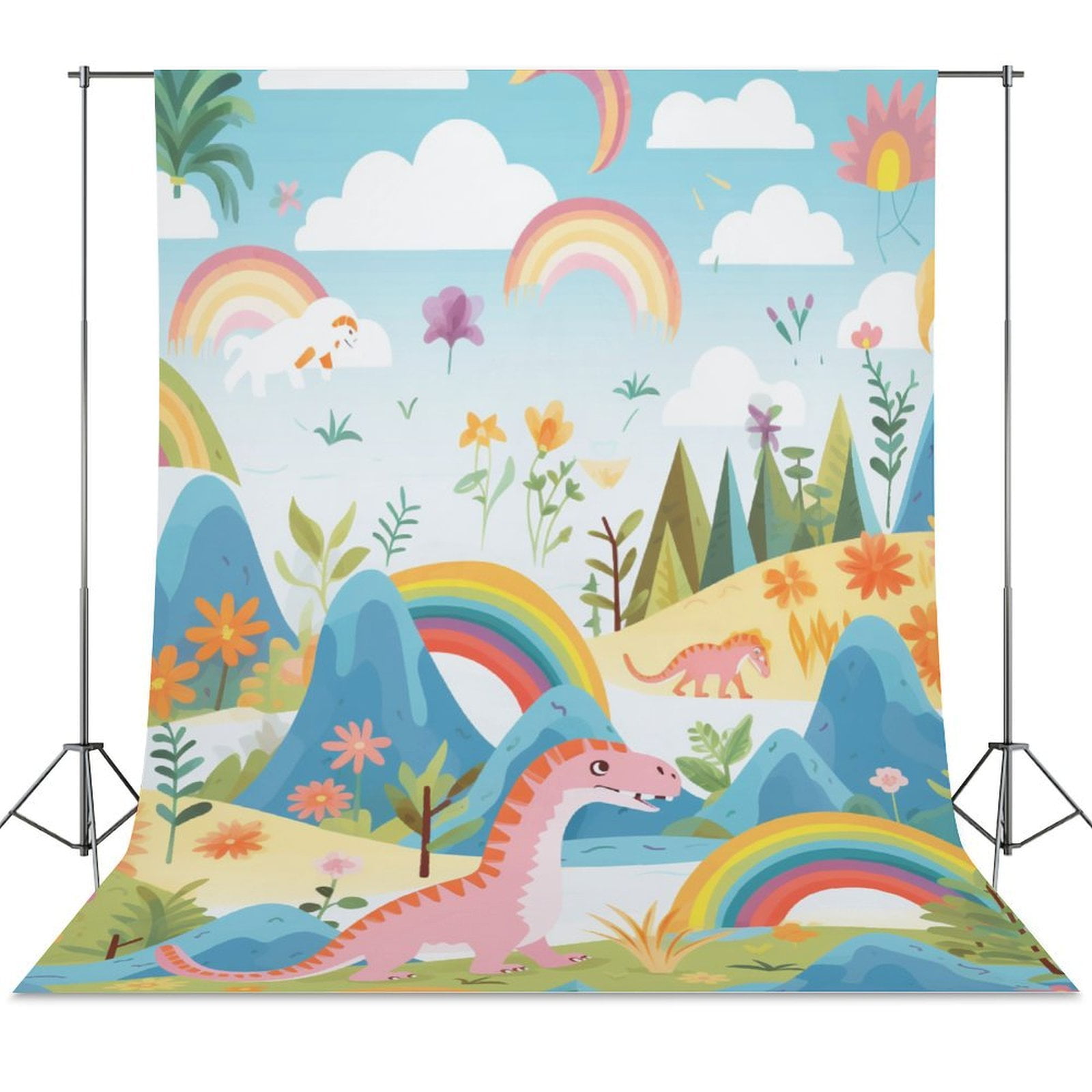 Rainbow Dinosaur Party Backdrop Birthday Decoration Backgrounds for ...