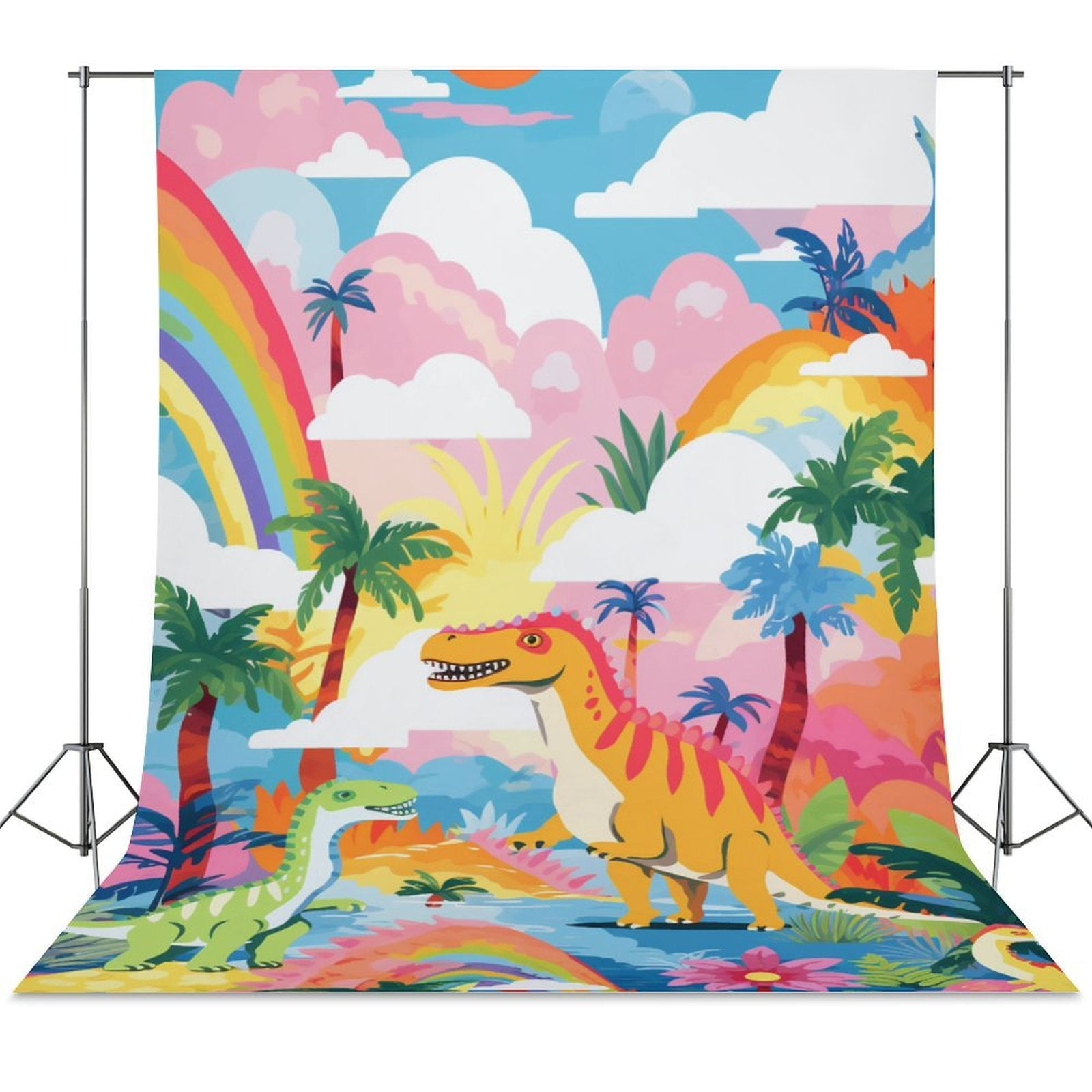 Rainbow Dinosaur Party Backdrop Birthday Decoration Backgrounds for ...