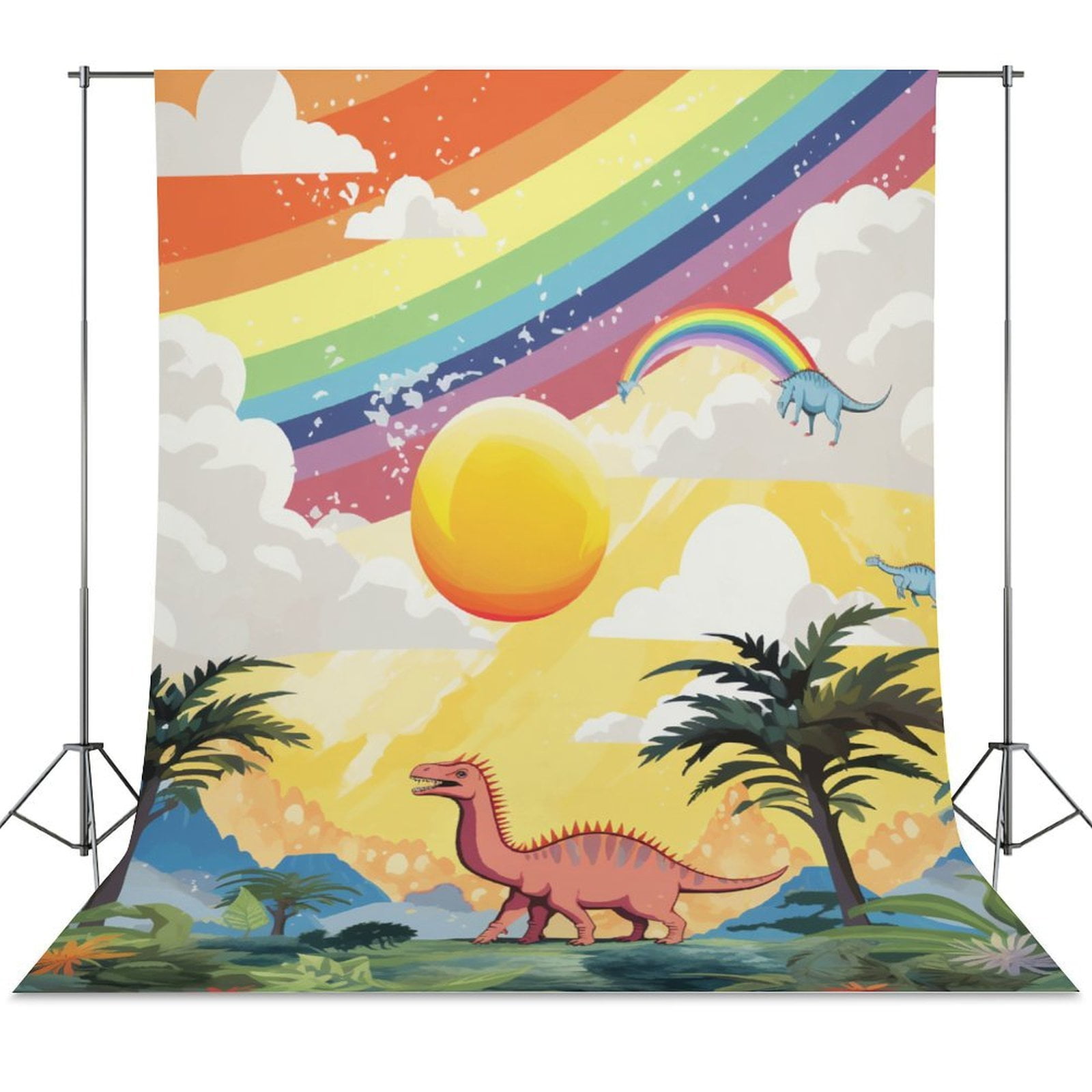 Rainbow Dinosaur Party Backdrop Birthday Decoration Backgrounds for ...