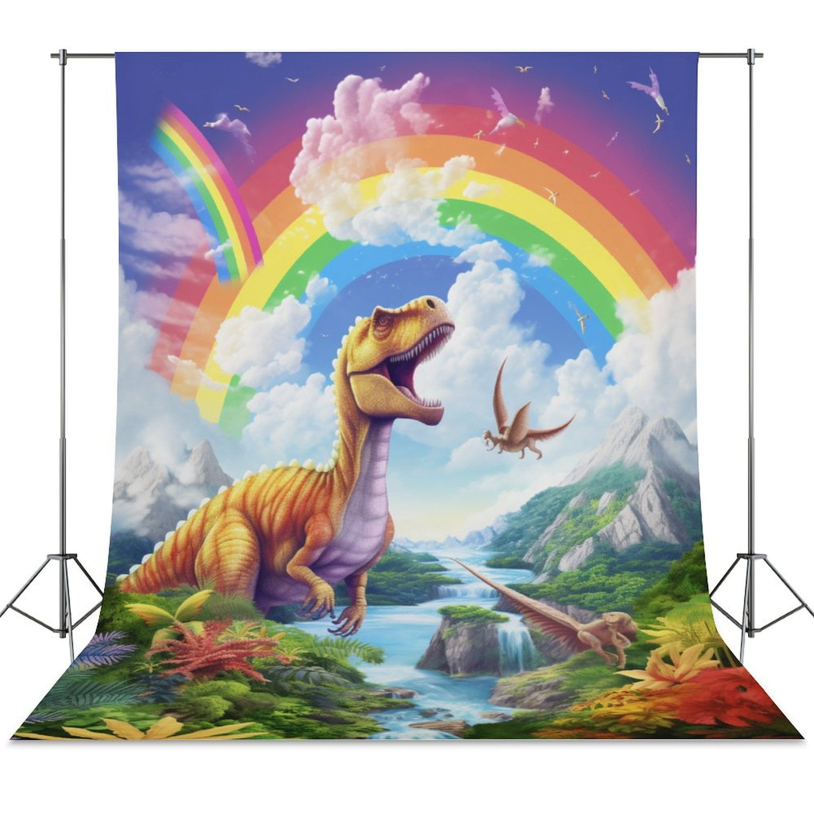 Rainbow Dinosaur Party Backdrop Birthday Decoration Backgrounds for ...