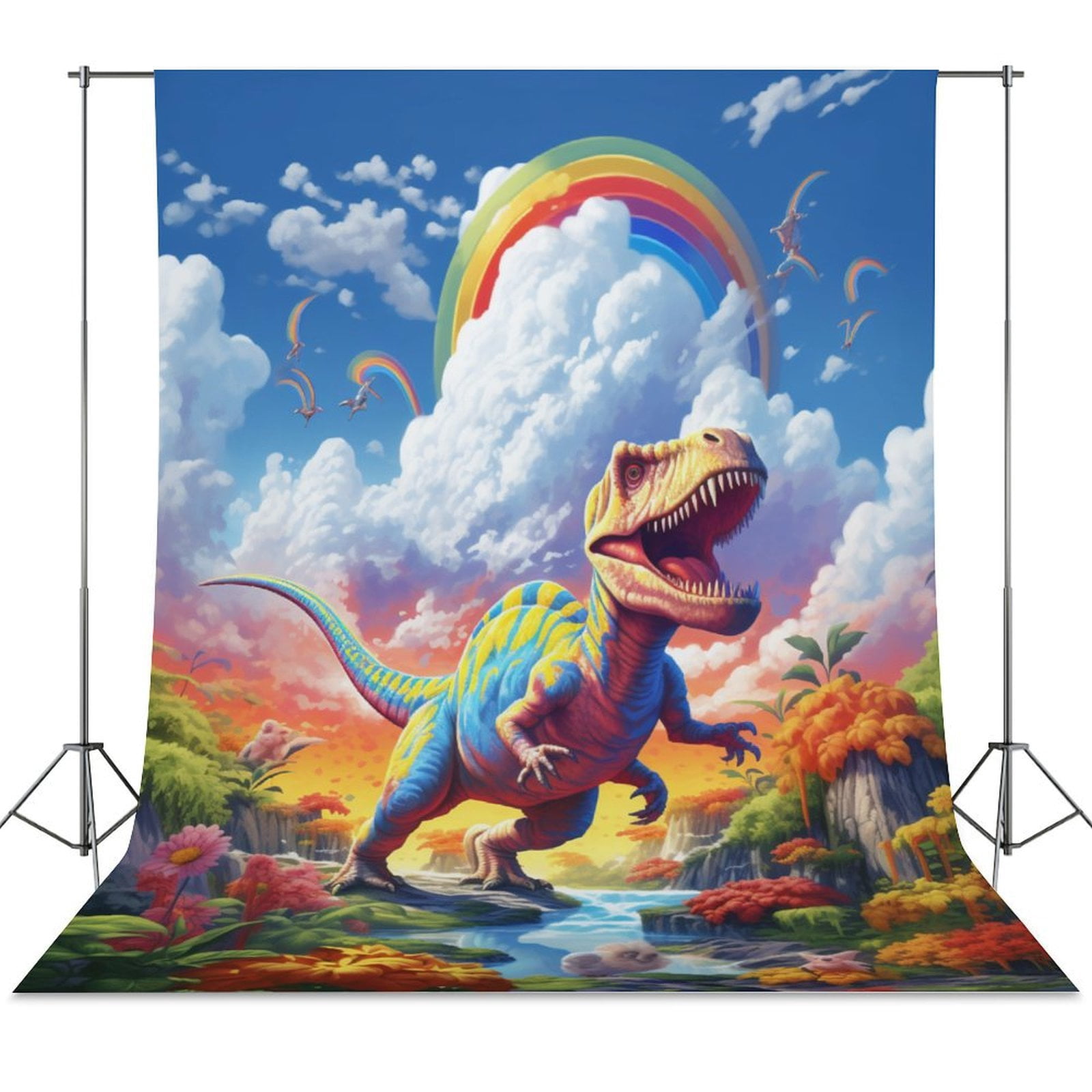 Rainbow Dinosaur Photography Backdrops Adult Photostudio Props Decors ...
