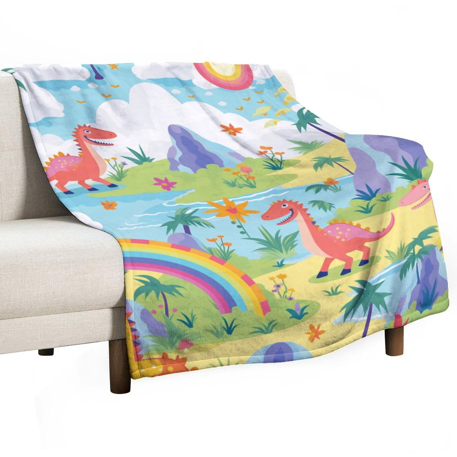 Rainbow Dinosaur Plush Throw Blankets Cartoon Cute Blanket for Bedding ...