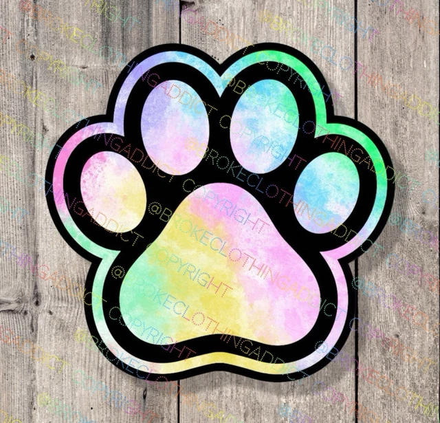Rainbow Dog Paw Vinyl Sticker Laptop Sticker Water Bottle Sticker ...