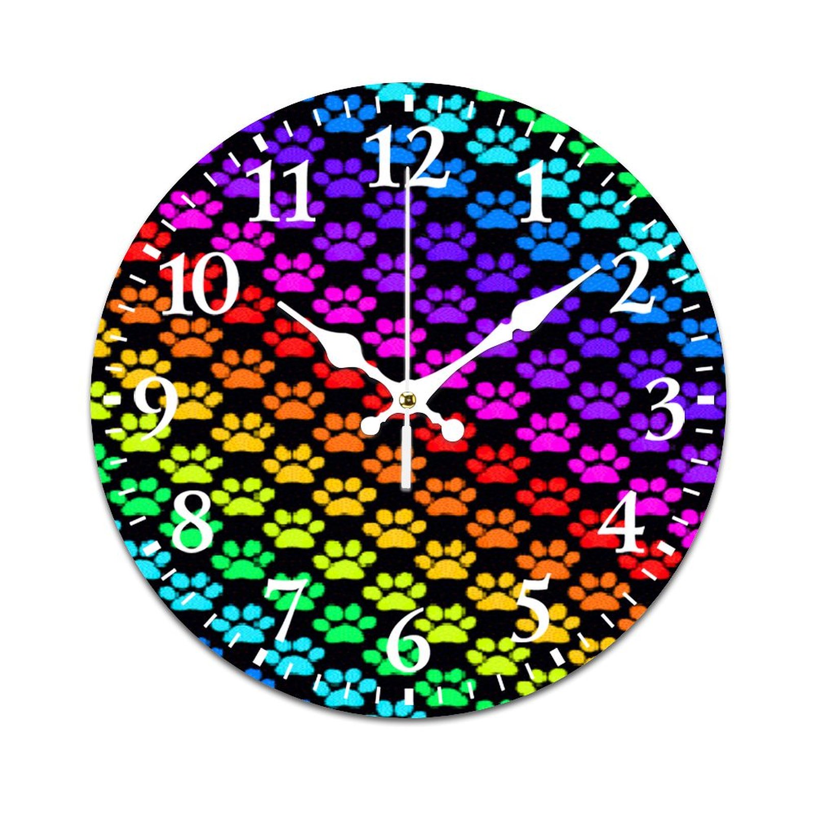 Rainbow Dog Paw Wall Clock Modern Design Clocks Wall Hanging Home ...