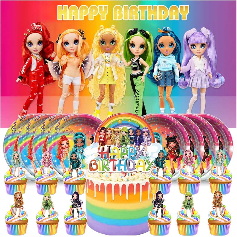 Rainbow Doll Birthday Party Supplies Decorations Decor Plates Backdrop ...
