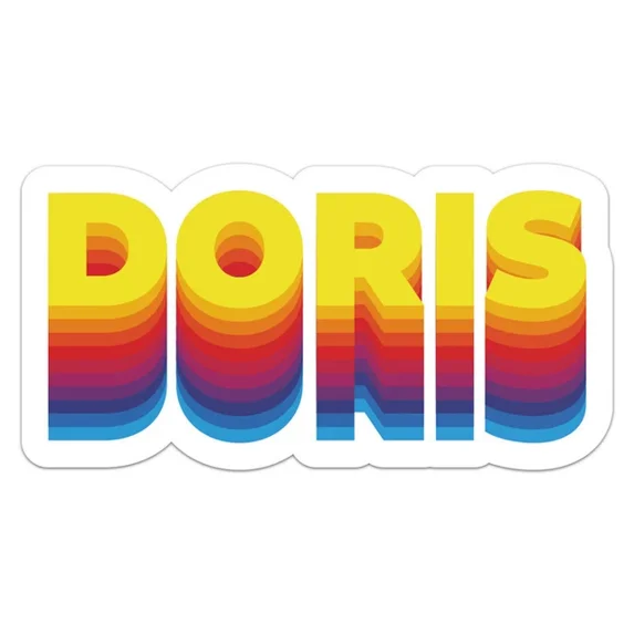 Rainbow Doris Name Sticker Phone Decal Water Bottle Stickers Car Decals ...