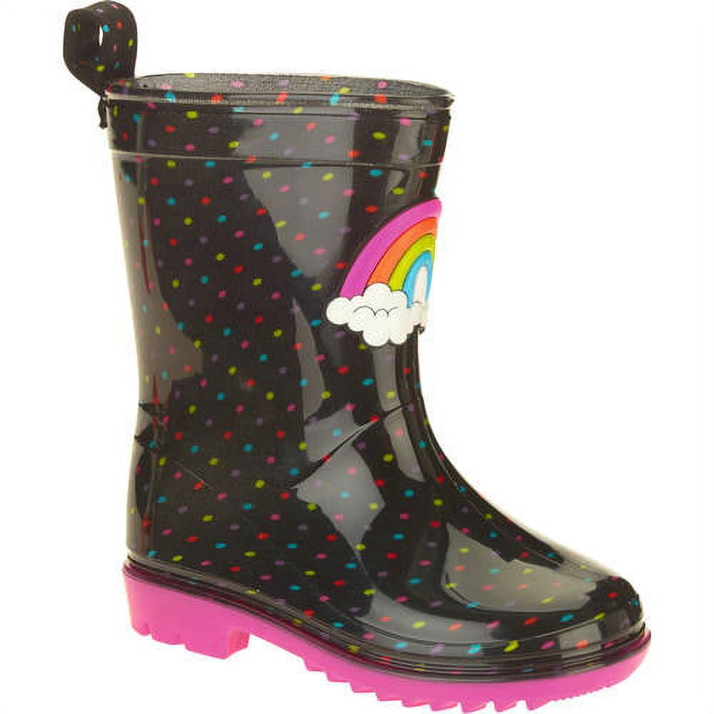 Rainbow Dots Printed Toddler Girls' Jelly Rain Boots - Walmart.com