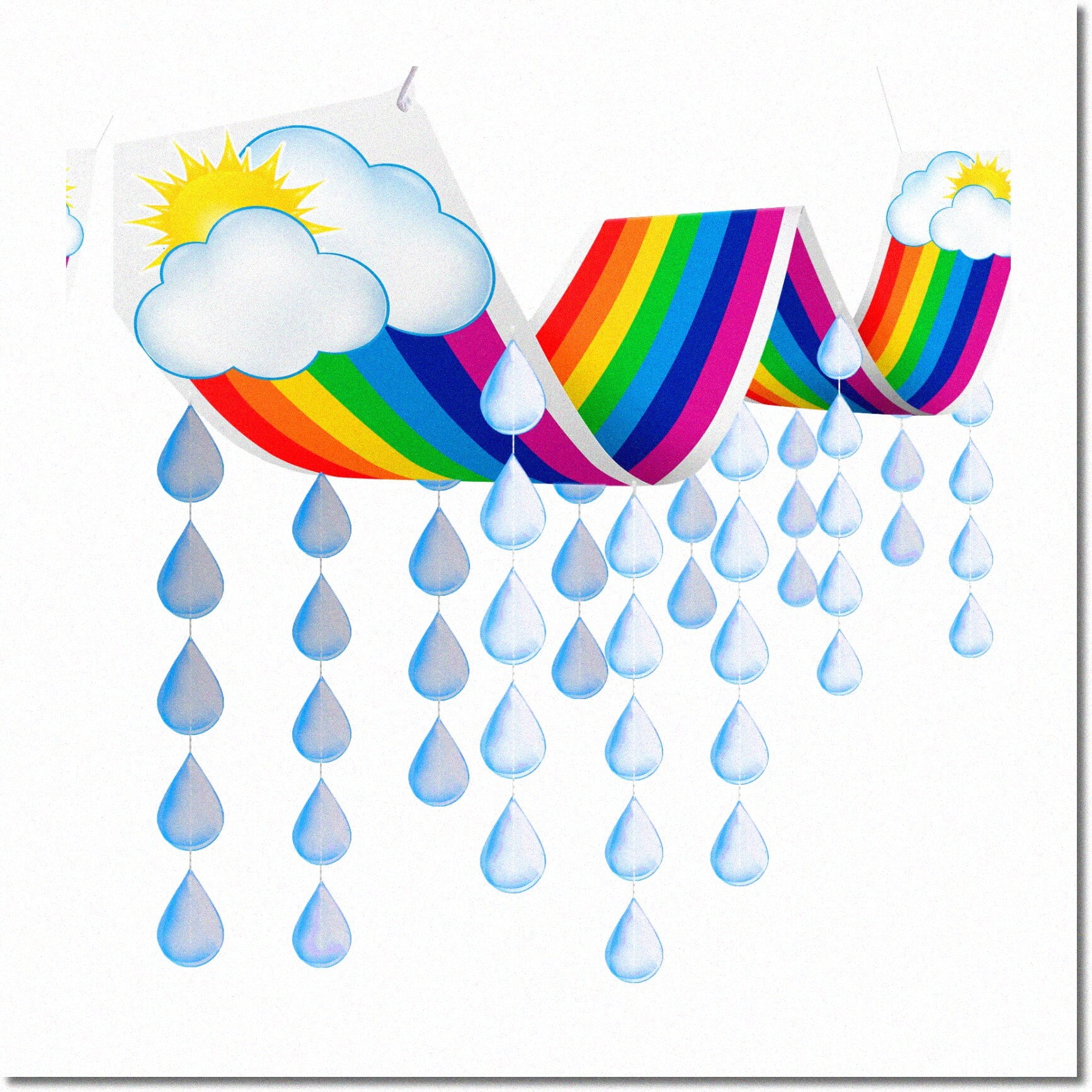 Rainbow Dreams: Whimsical Hanging Cloud Decoration with Raindrop ...