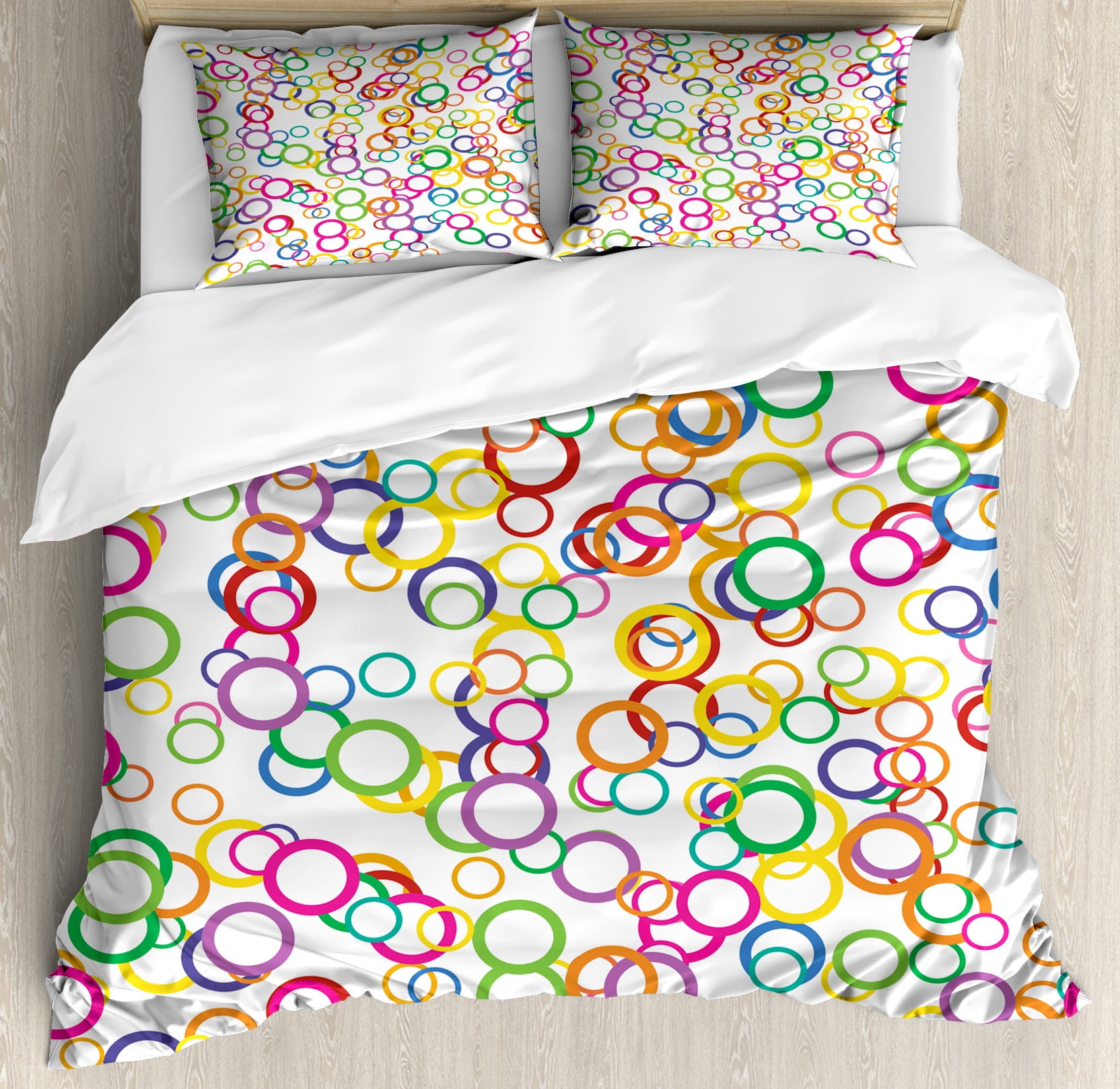 Rainbow Duvet Cover Set, Circles Rainbow Party Gatherings Summertime ...