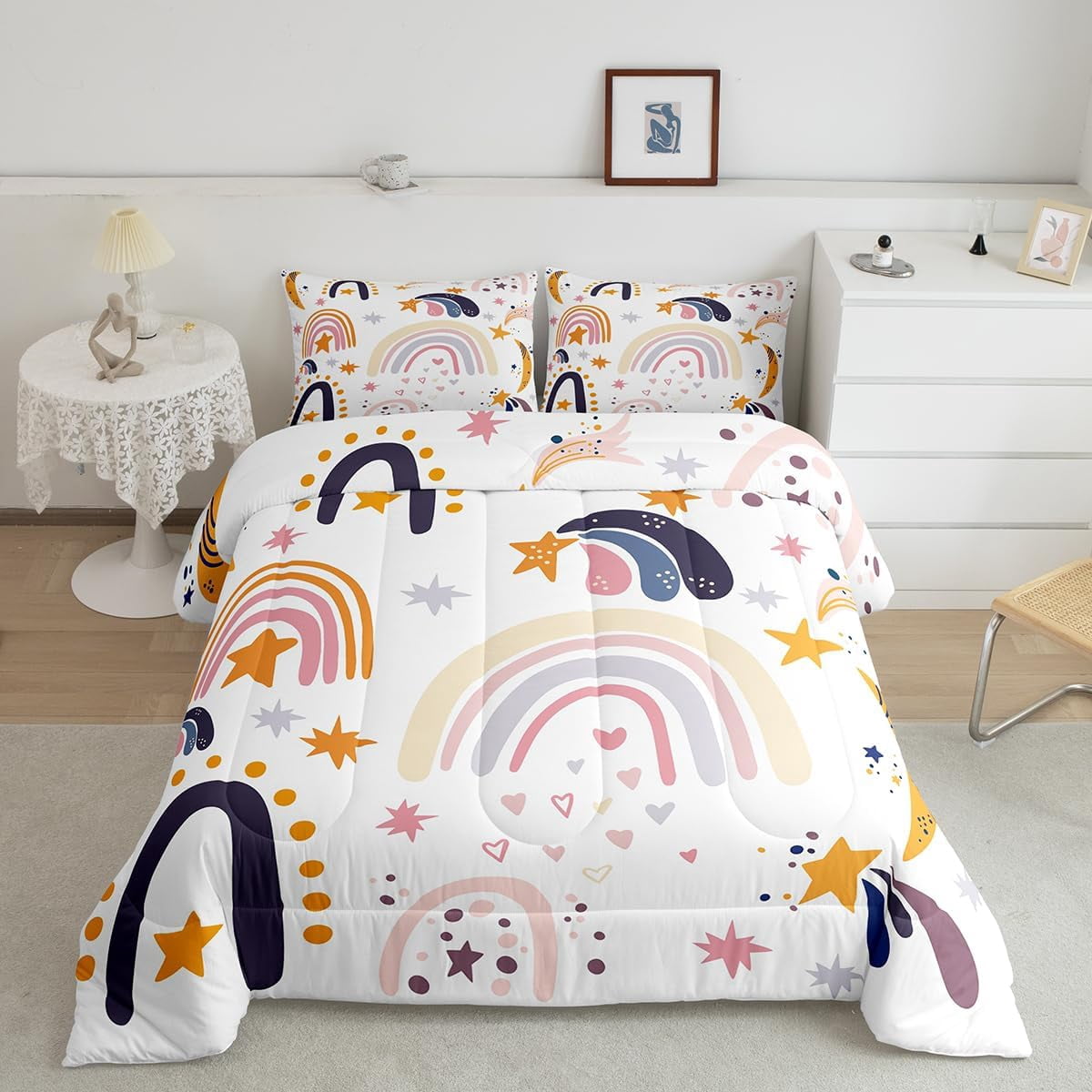 Rainbow Duvet Insert Cartoon Rainbow Comforter Set For Girls Boys ...