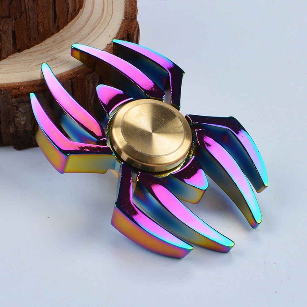 Rainbow EDC Spider Spinner Finger Fidget Gyro Focus Toy ADHD Autism Kid ...