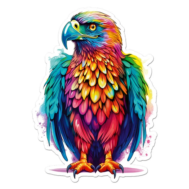 Rainbow Eagle Falcon Sticker Indoor Outdoor Phone Decal Water Bottle ...