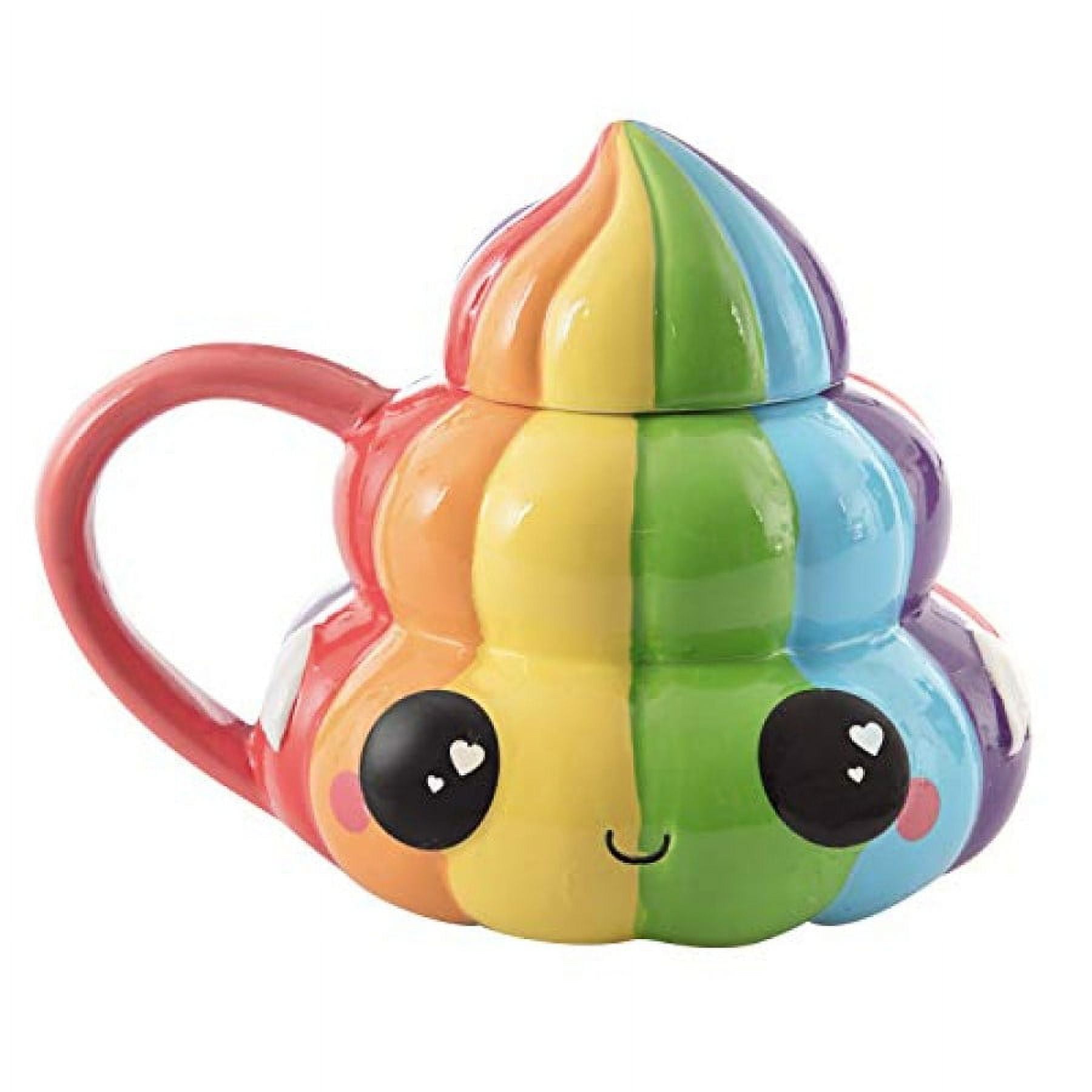 Rainbow Emoji Coffee Mug, 20oz - Funny Cute Poop Swirl Design with Lid ...