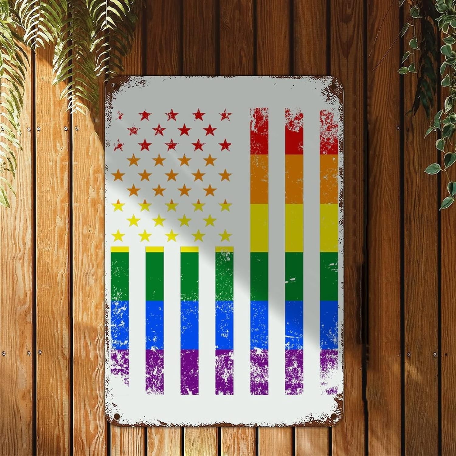 Rainbow Equalityity Lesbian Gay LGBTQ Metal Tin Sign Distressed Rainbow ...