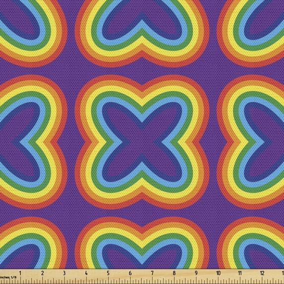 Ambesonne Rainbow Fabric by the Yard Upholstery, Multicolor Butterfly ...