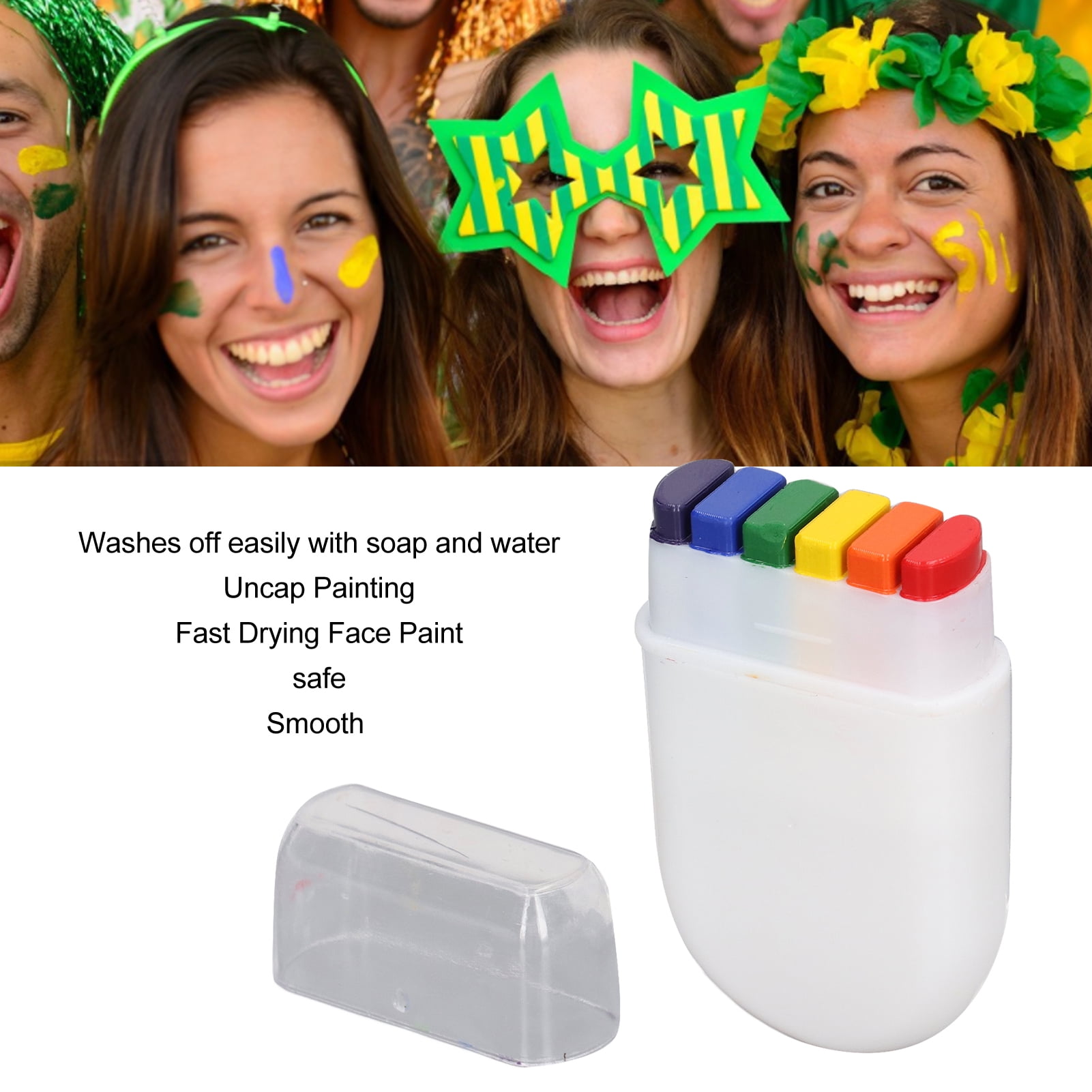 Rainbow Face Paint Kit, 6 Colors, Safe Easy to Clean, Perfect for ...