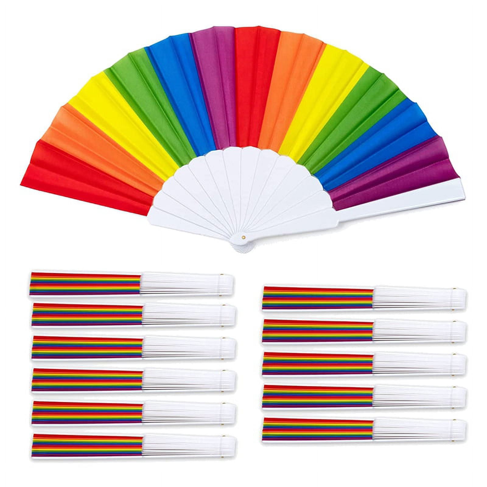 Rainbow Fans, 12-Pack Fans, Rainbow LGBTQ Portable Folding Fans ...