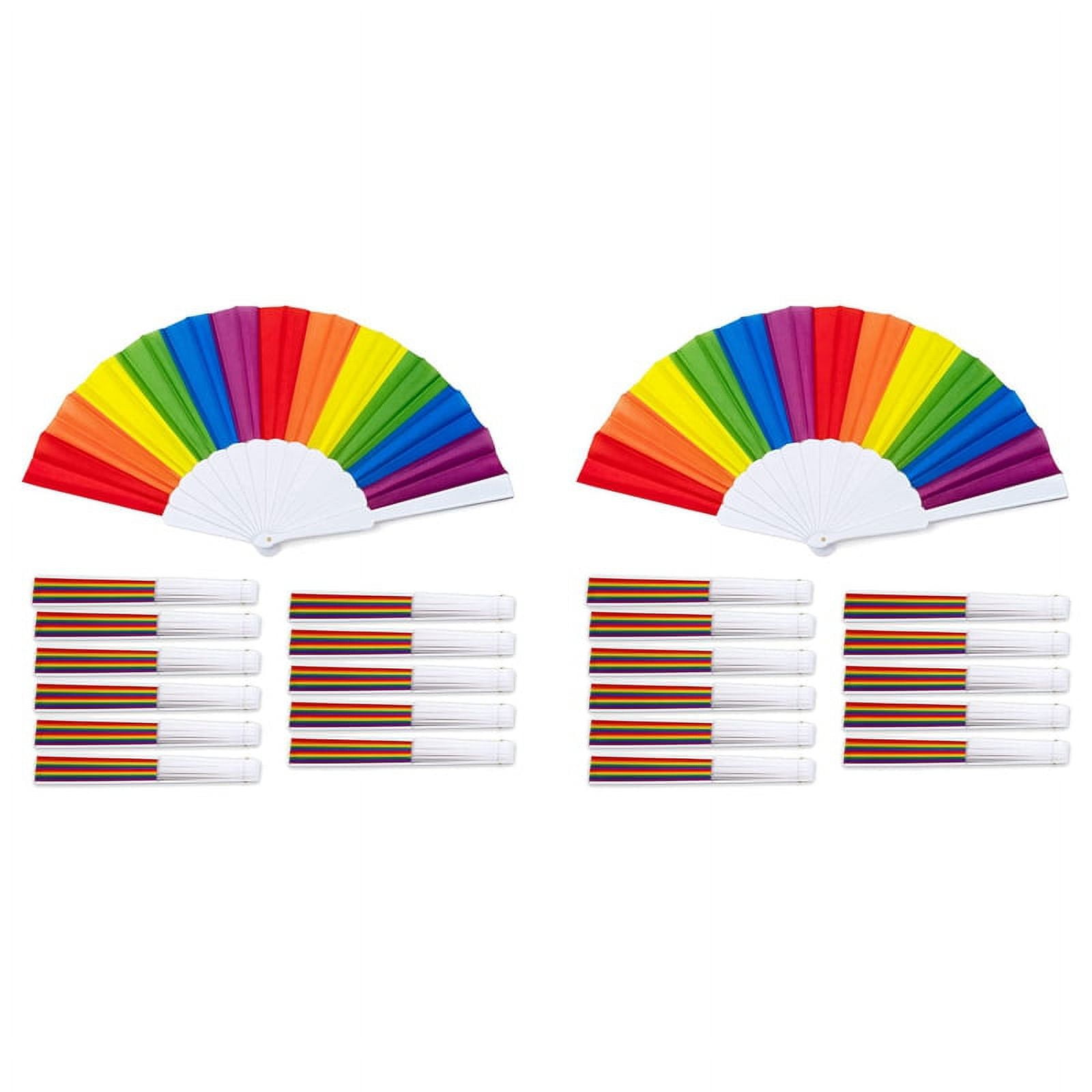 Rainbow Fans, 24-Pack Fans, Rainbow LGBTQ Portable Folding Fans ...