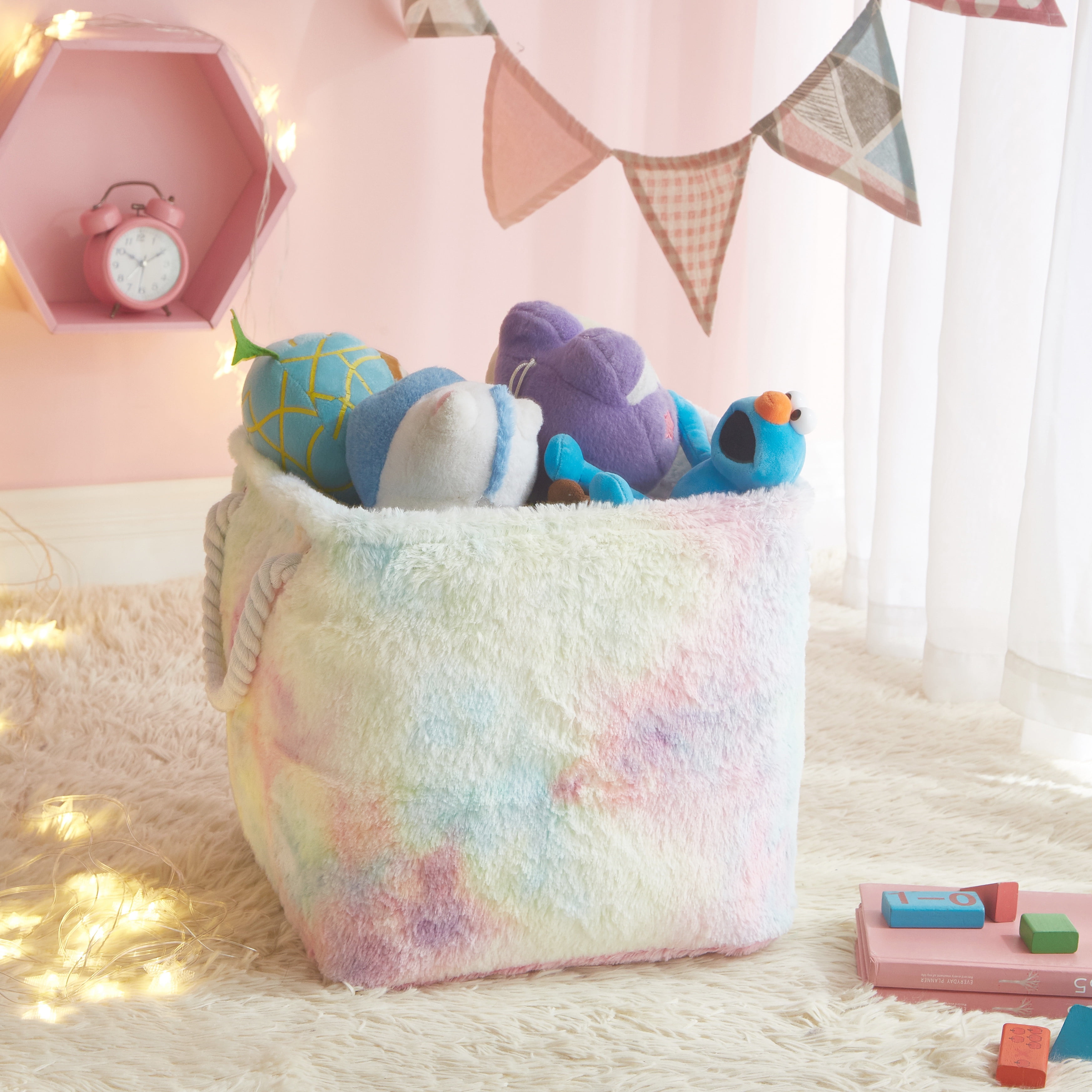 Rainbow Faux Fur 2 Pack Kids Storage Bin - Walmart.com