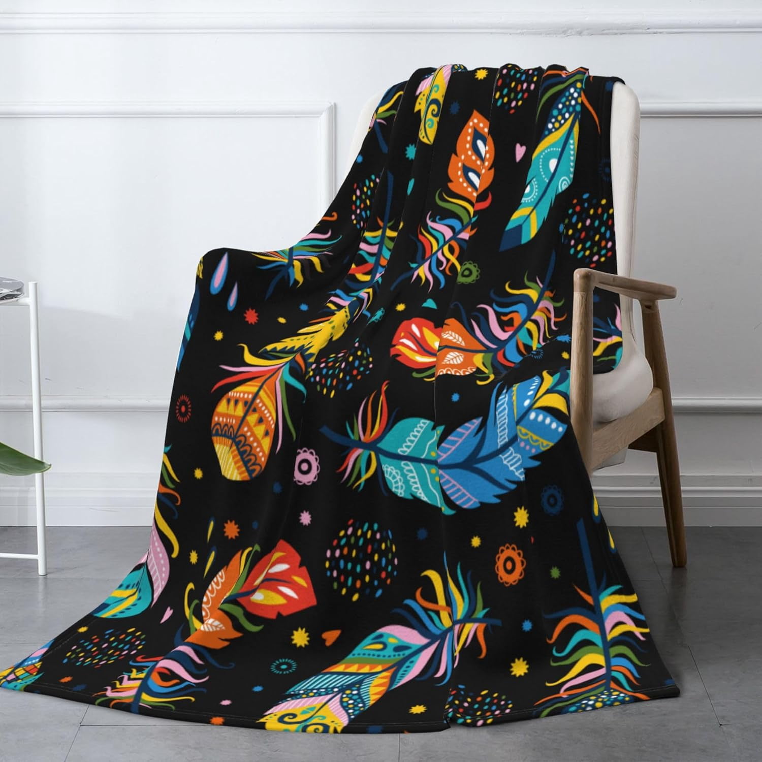 Rainbow Feather Blanket for Couch Bed Throw Blanket, Aesthetic ...