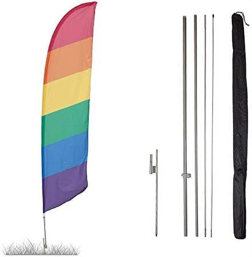 Rainbow Feather Flag Kit – 13.5ft Pride Flag with Pole Set and Ground ...
