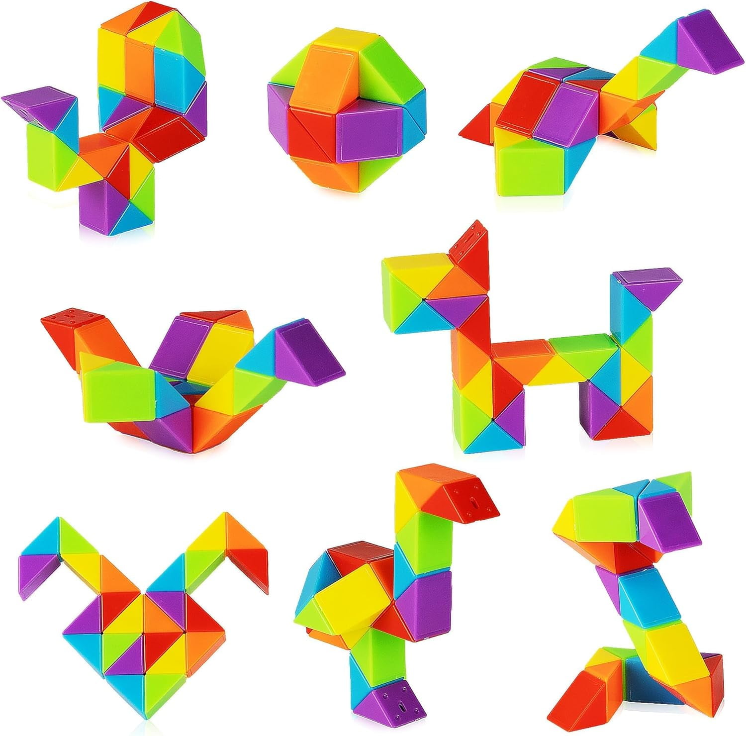 Rainbow Fidget Snake Cube Medium Twist Puzzles Toys for Kids - Unicorn ...