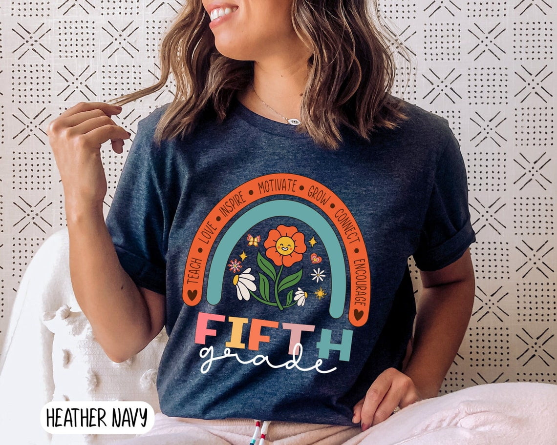 Rainbow Fifth Grade Teacher Shirt 5Th Grade Teacher Tee 2025 Grade ...