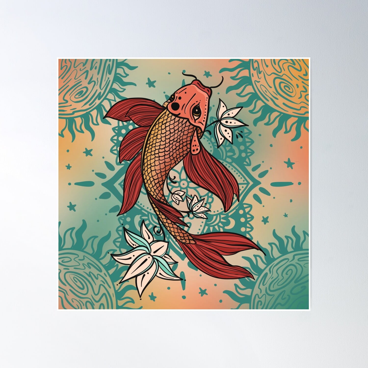 Rainbow Fish Poster Wall Art, Modern Wall Decor, 8x12 UNFRAMED ...