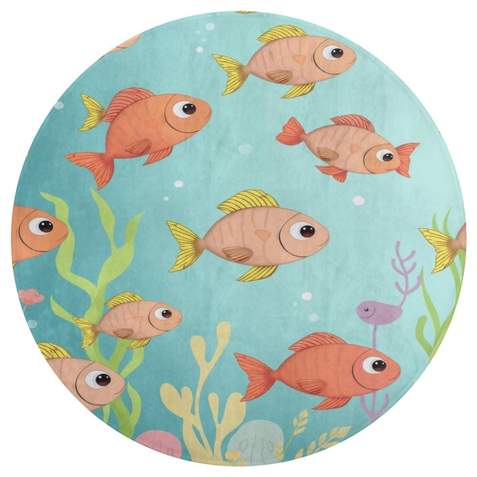 Rainbow Fish Round Area Rug Floor Carpets Washable Indoor Floor Area ...