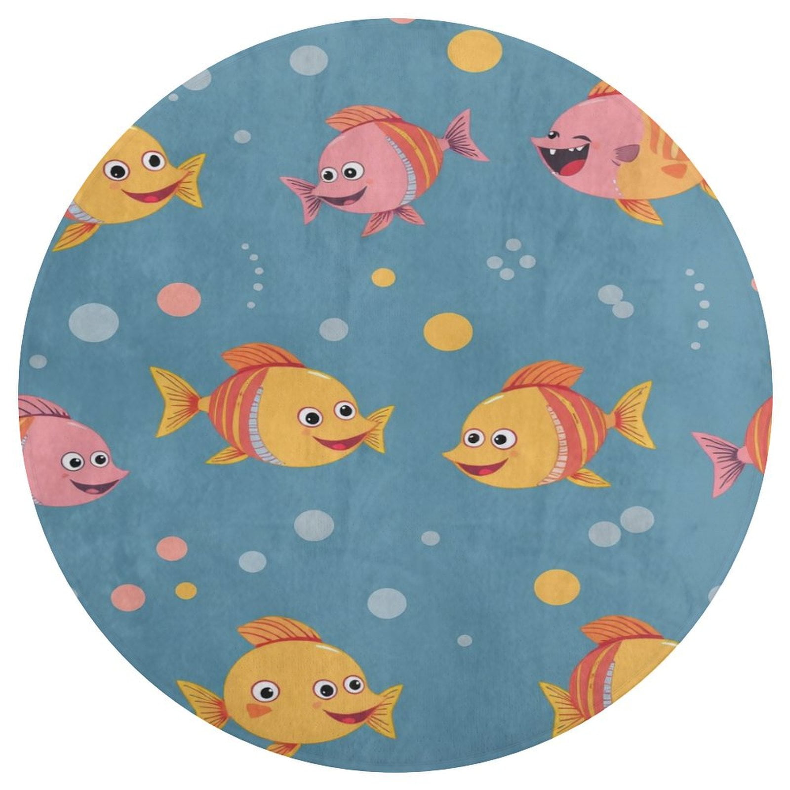 Rainbow Fish Round Area Rug Floor Carpets Washable Indoor Floor Area ...