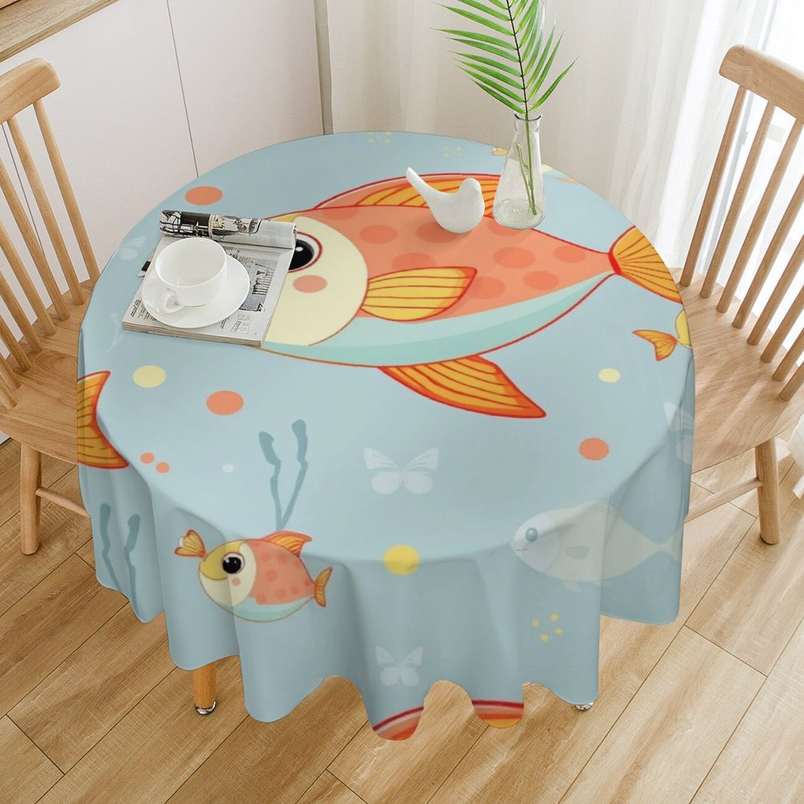 Rainbow Fish Round Polyester Tablelcoth Circular Table Cover,Multi ...