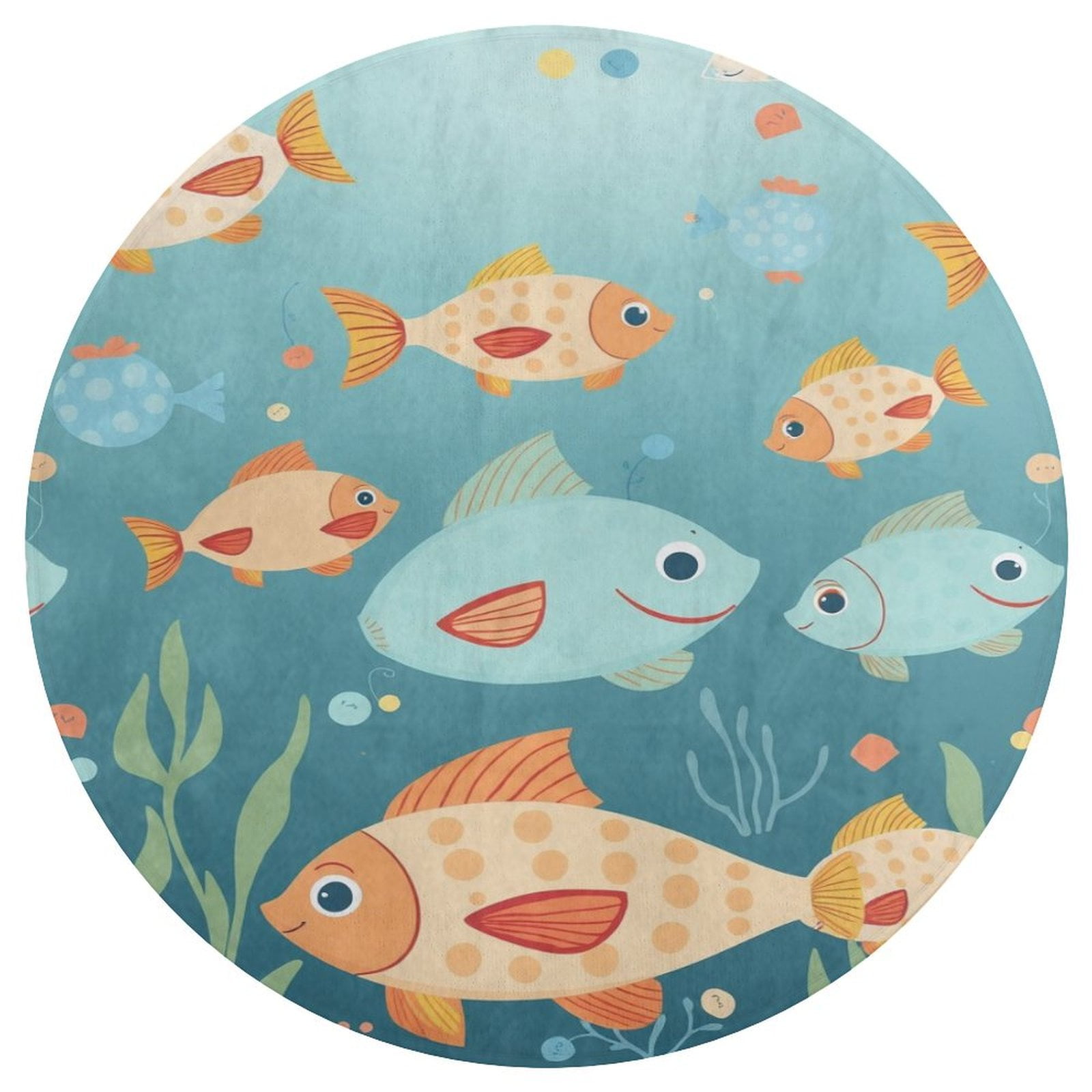 Rainbow Fish Rugs Trea Rugs Not-Slip Round Rugs Area Carpets for Living ...